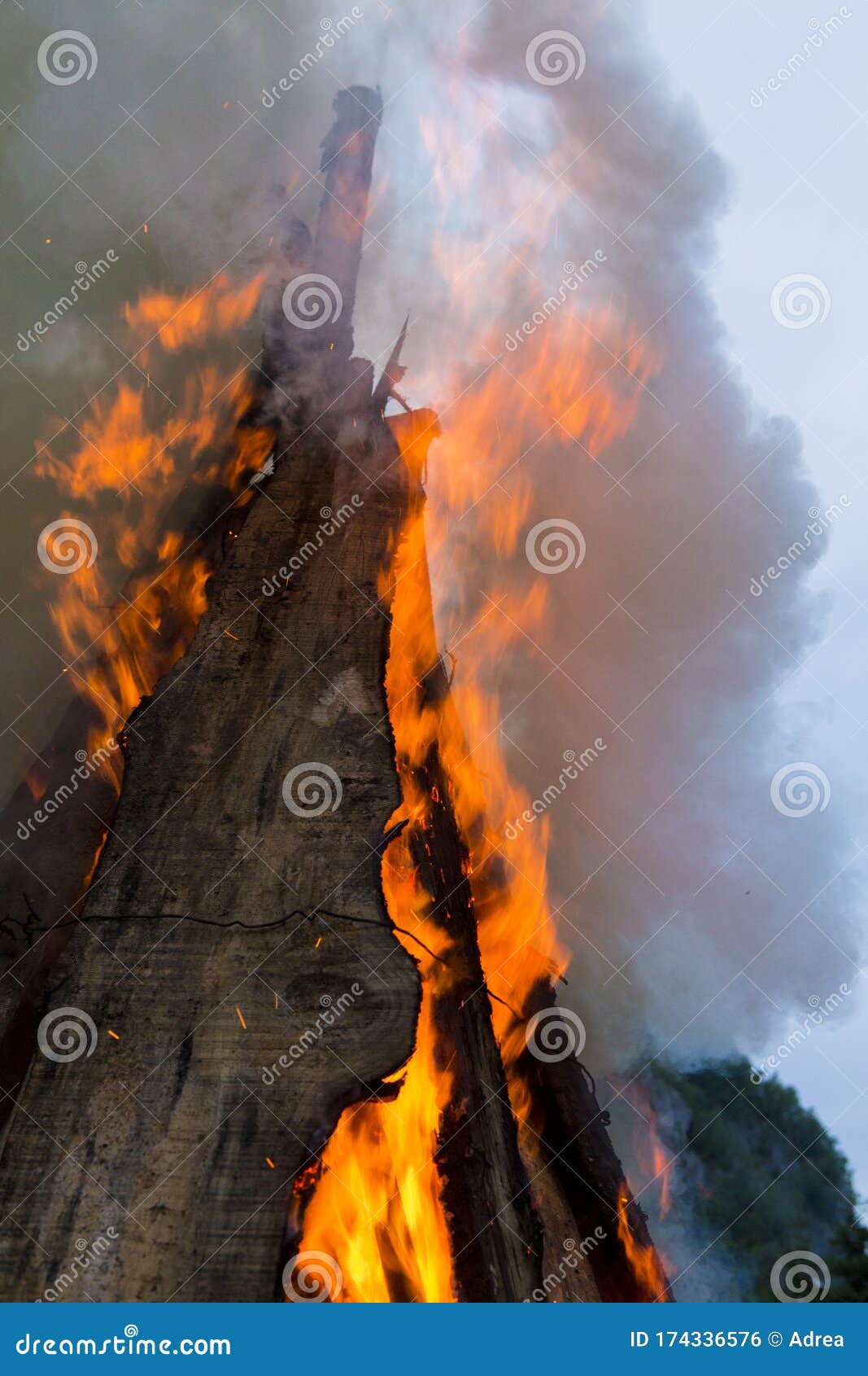 Outside Fire Inside Of A Fireproof Canister With Embers In The Air ...