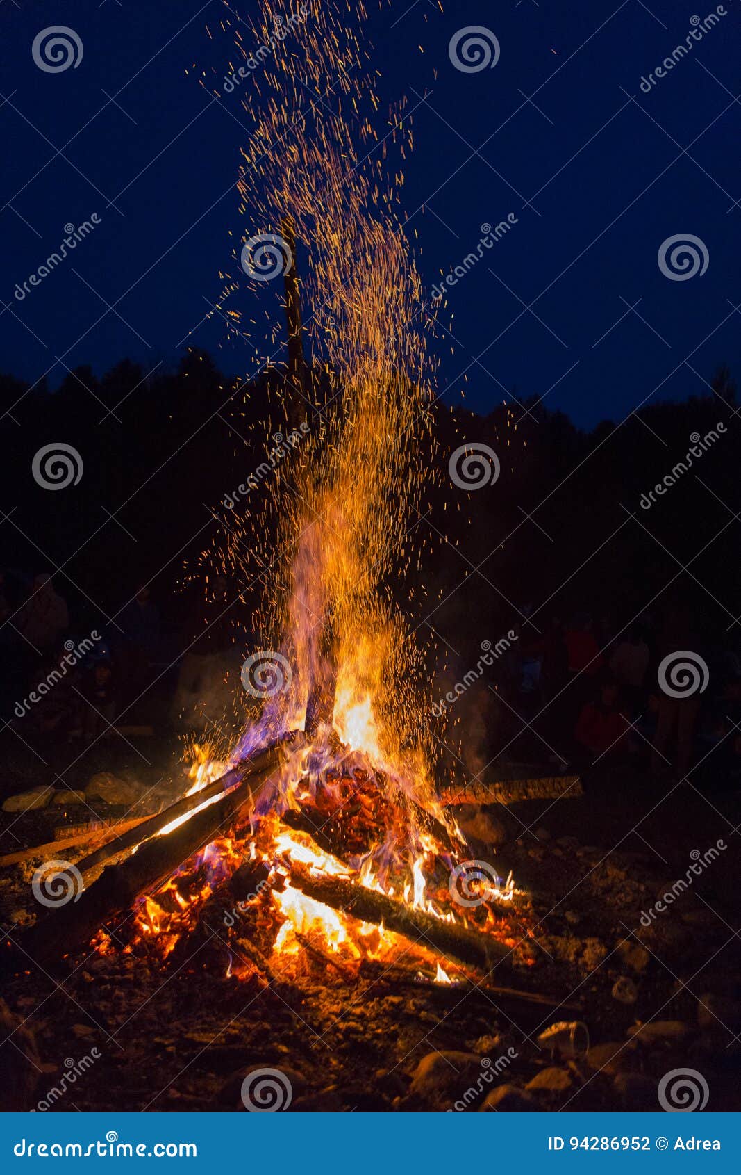 Outside Fire in a Camping Base Stock Photo - Image of protect, nature ...