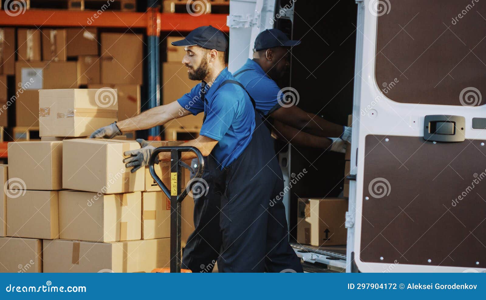 Outside of Logistics Distributions Warehouse: Diverse Team of Two ...
