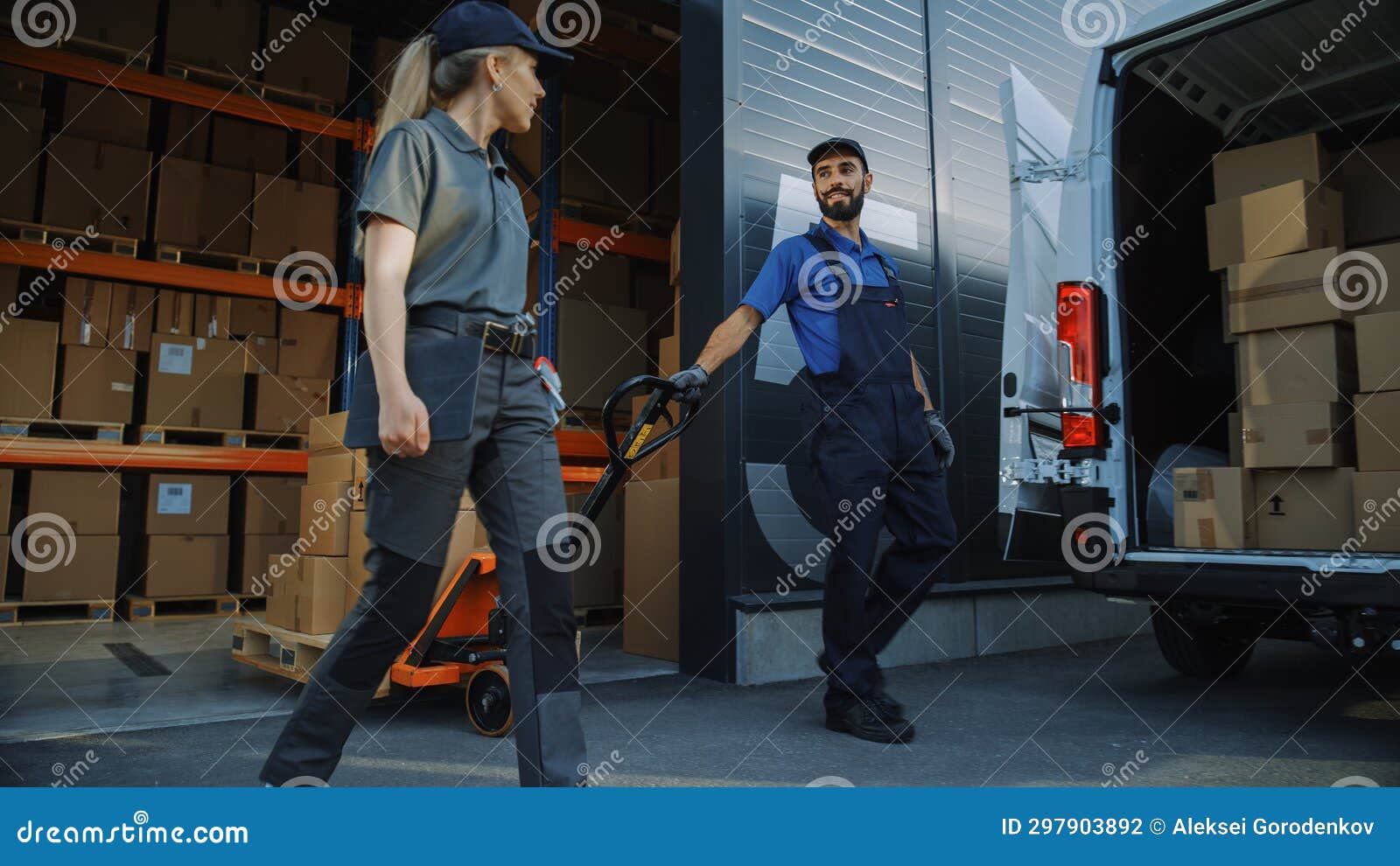 Outside of Logistics Distributions Warehouse: Diverse Team of Workers ...