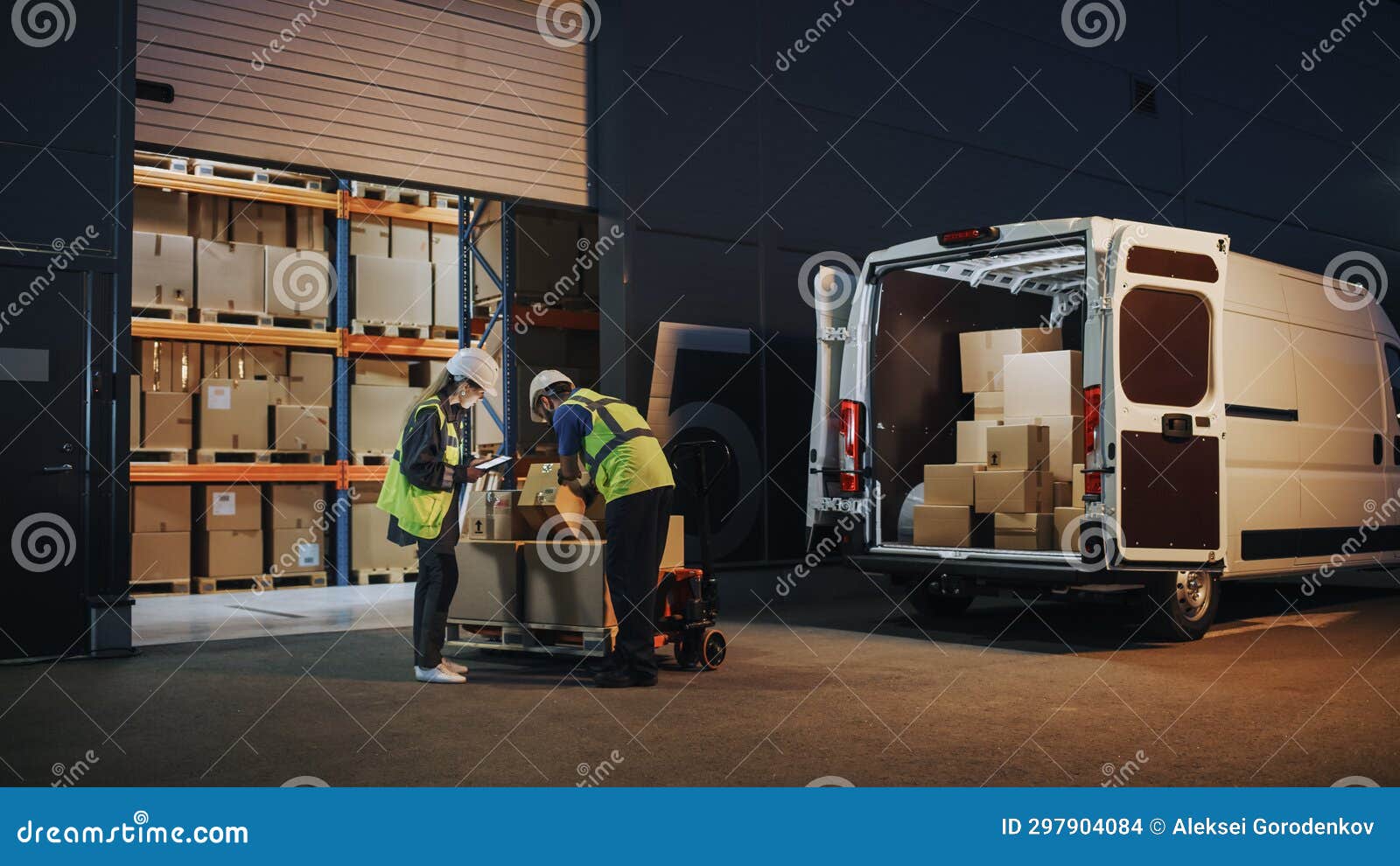 Outside of Logistics Retailer Warehouse with Female Manager Using ...