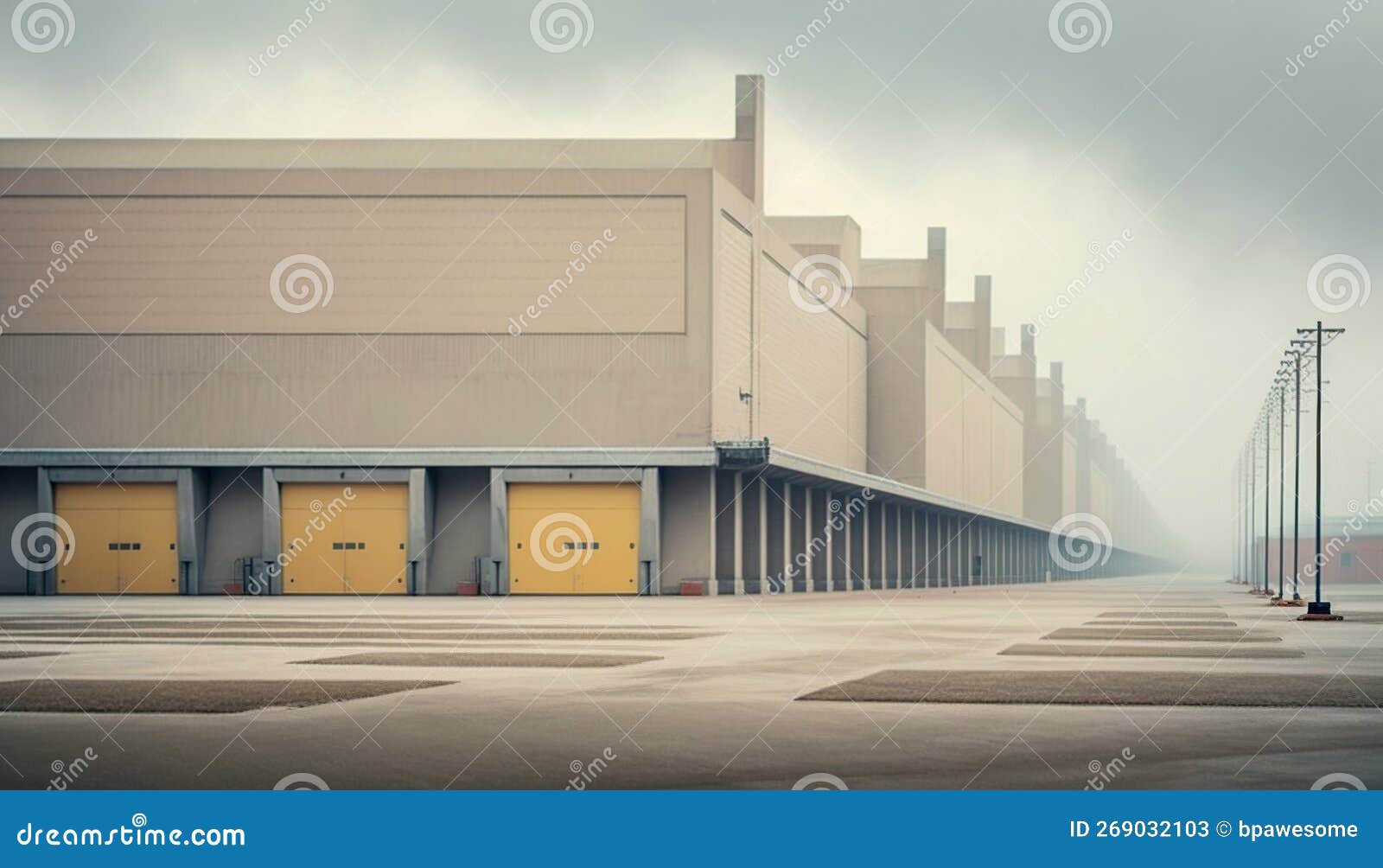Outside a Modern Extra-large Industrial Warehouse, Generative AI Stock ...