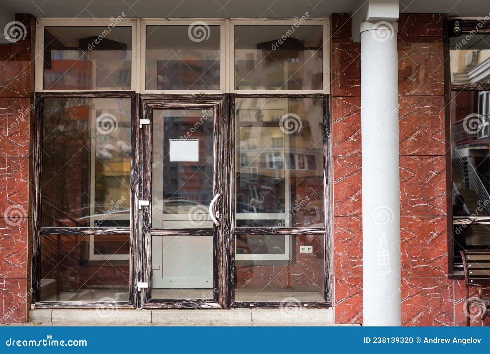 Outside Solid Glass Door with Building Exterior Stock Photo - Image of ...