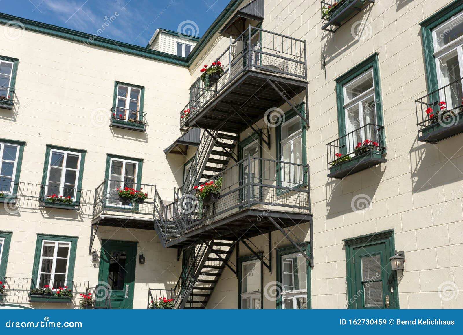 Outside Stairs in Quebec Canada Stock Image - Image of buildings, town ...
