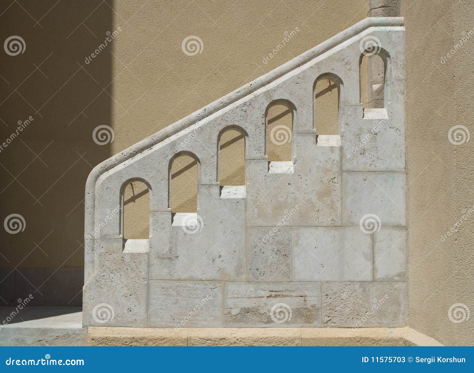 Outside Stairs and White Stone Handrail Stock Image - Image of arch ...