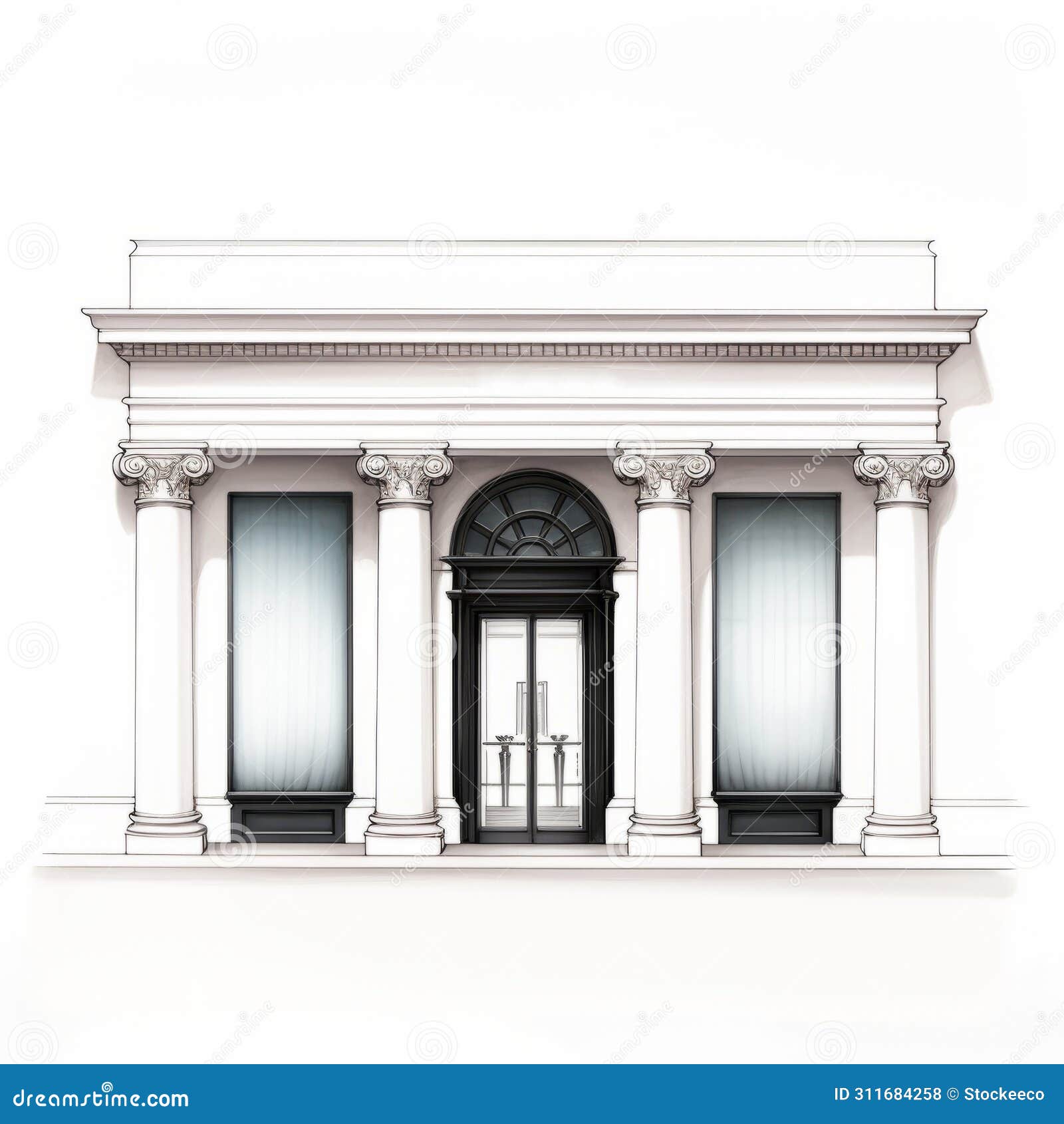 Minimalist Neoclassical Entrance Illustration of Dubai Tanzania Store ...