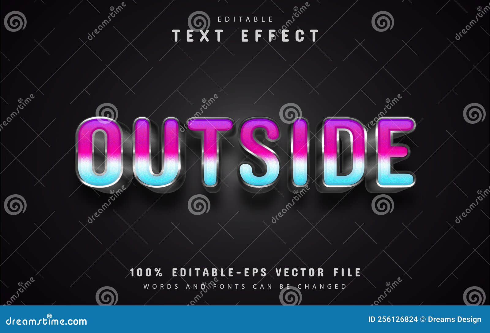 Outside Text Effect Editable Stock Vector - Illustration of horizontal ...