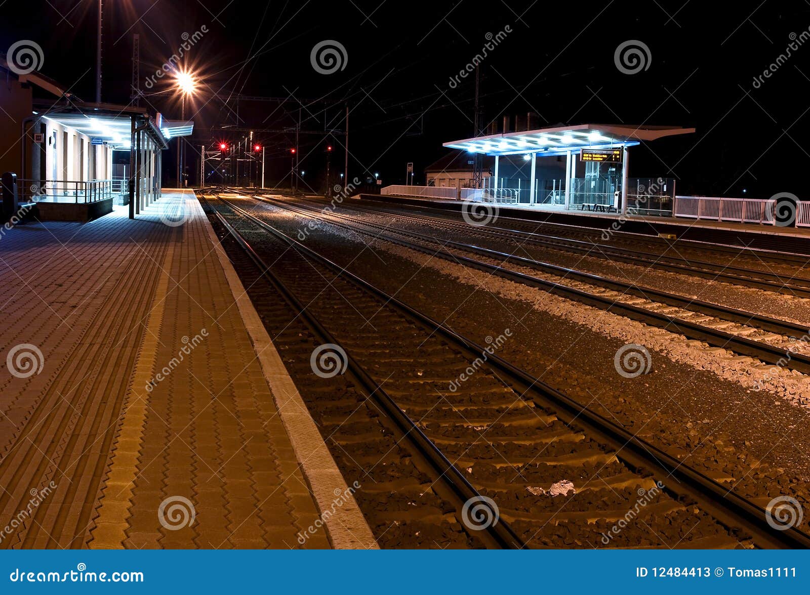 Outside a Train Station, at Night Stock Image - Image of crossroad ...