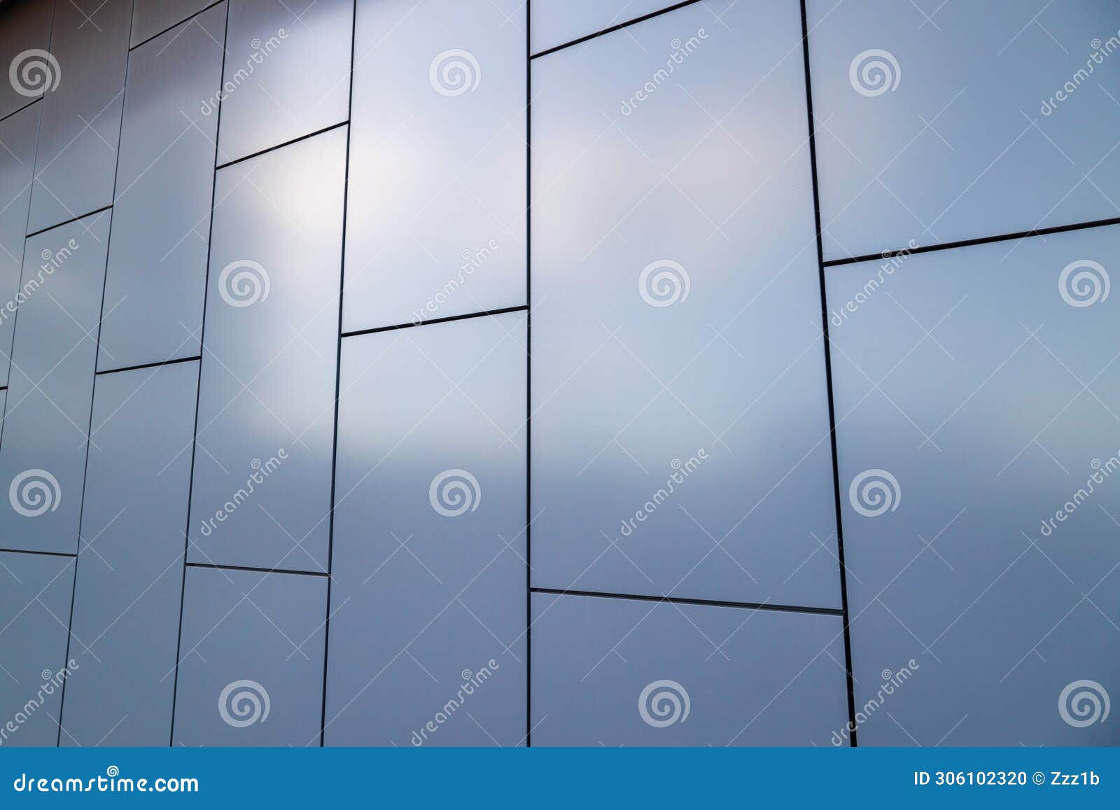 Outside Wall of Building Covered with Grayish Blue Painted Metal ...