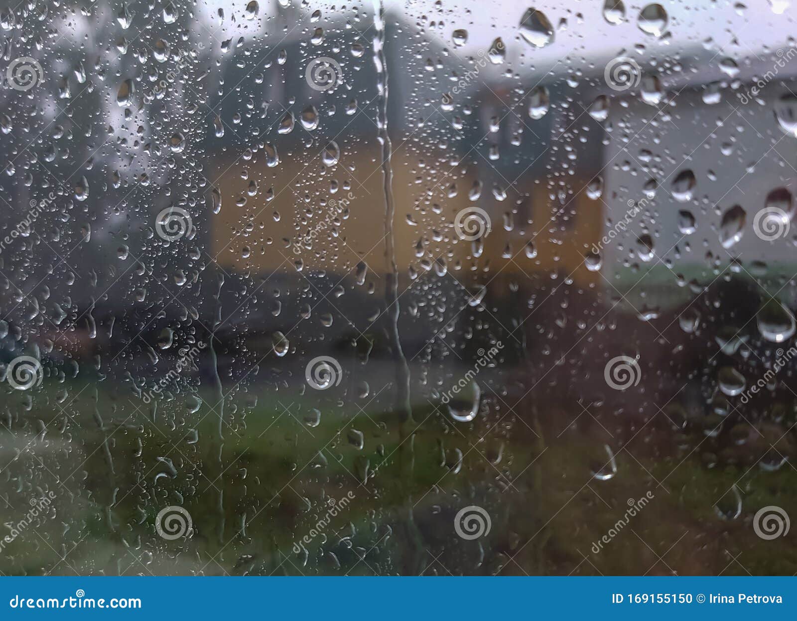 Outside the Window is Raining Heavily, Raindrops on the Window Stock ...