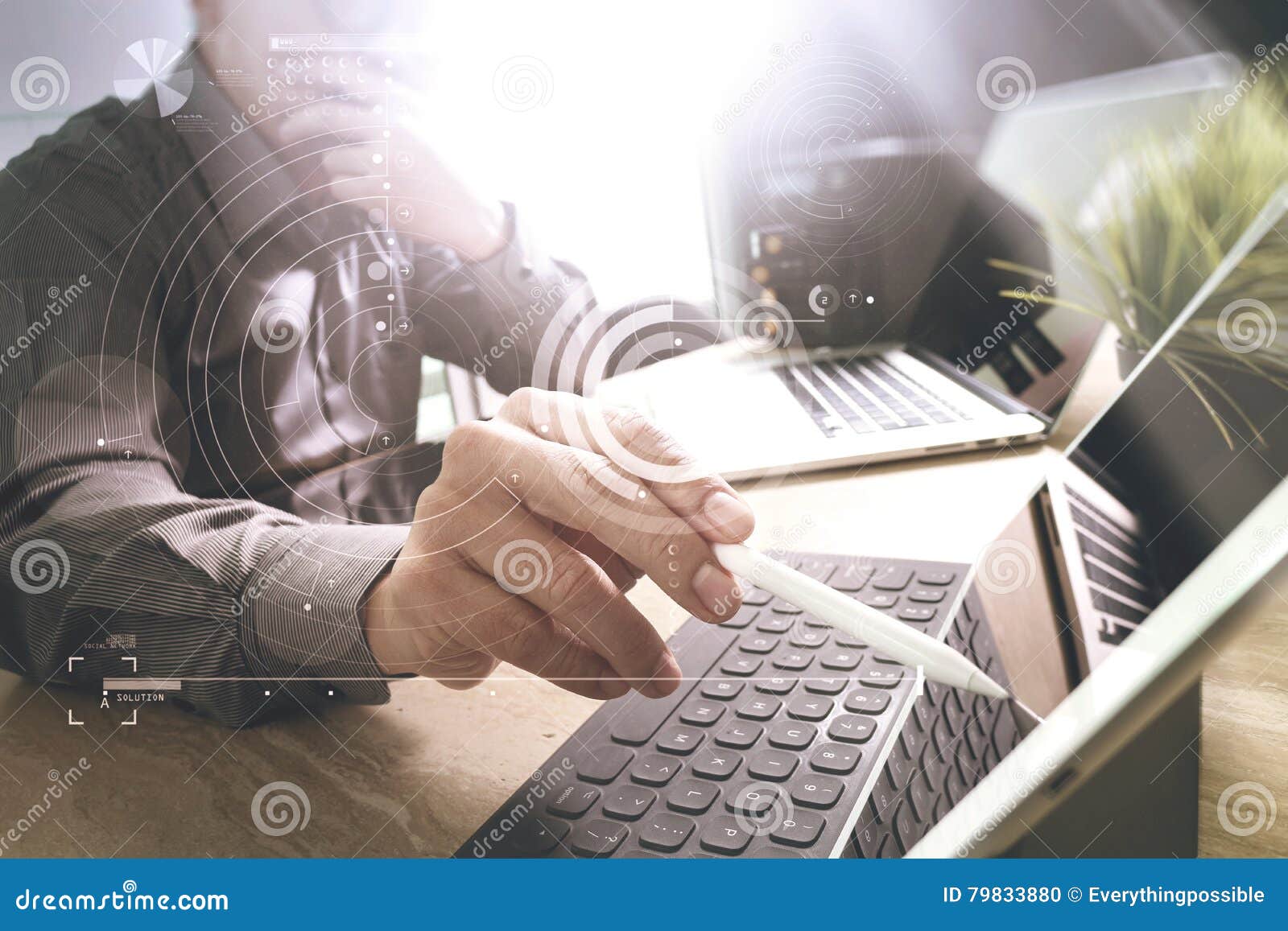 Outsource Developer Working on Marble Desk Working Laptop Computer ...