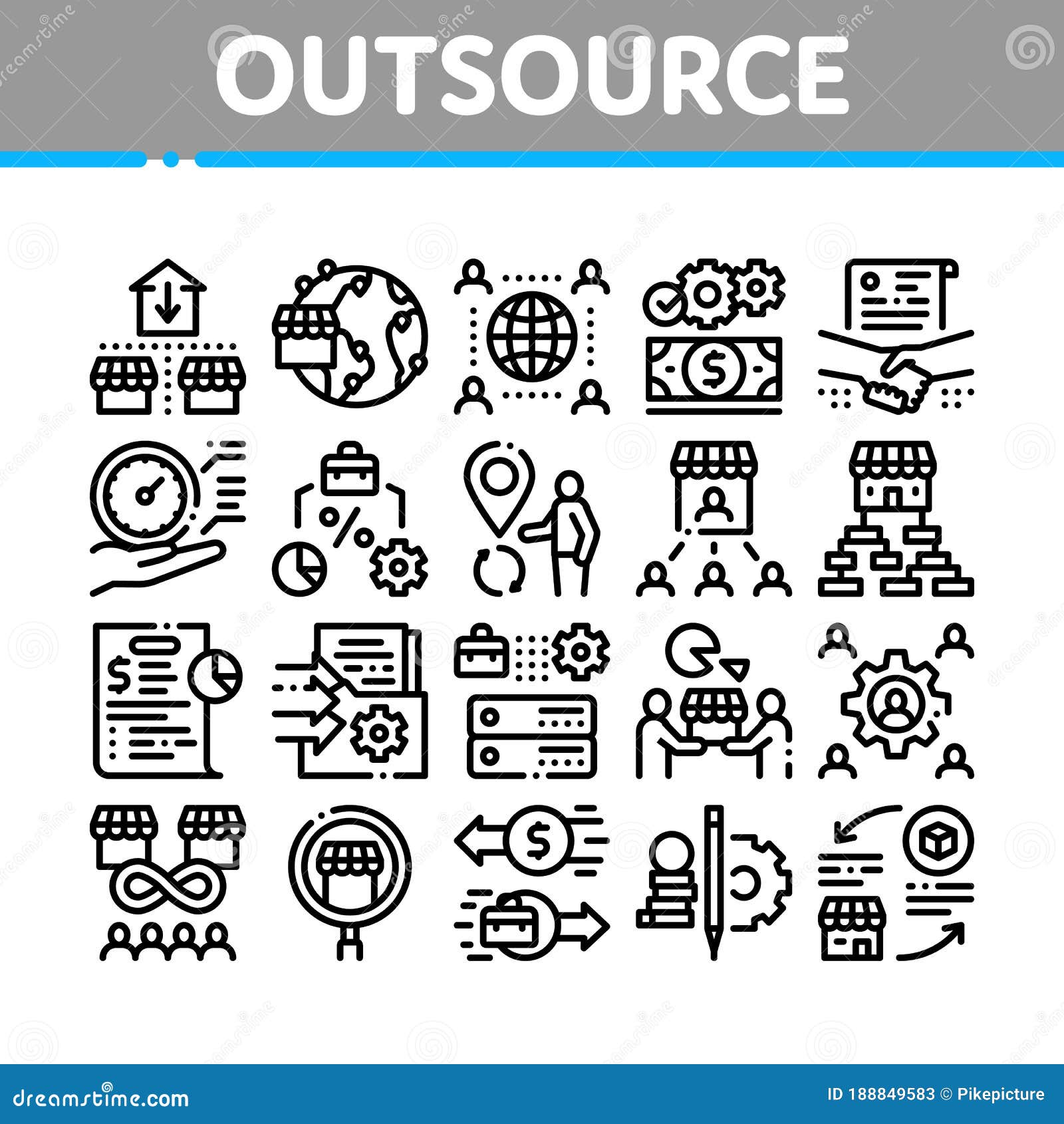 Outsource Management Collection Icons Set Vector Stock Vector ...