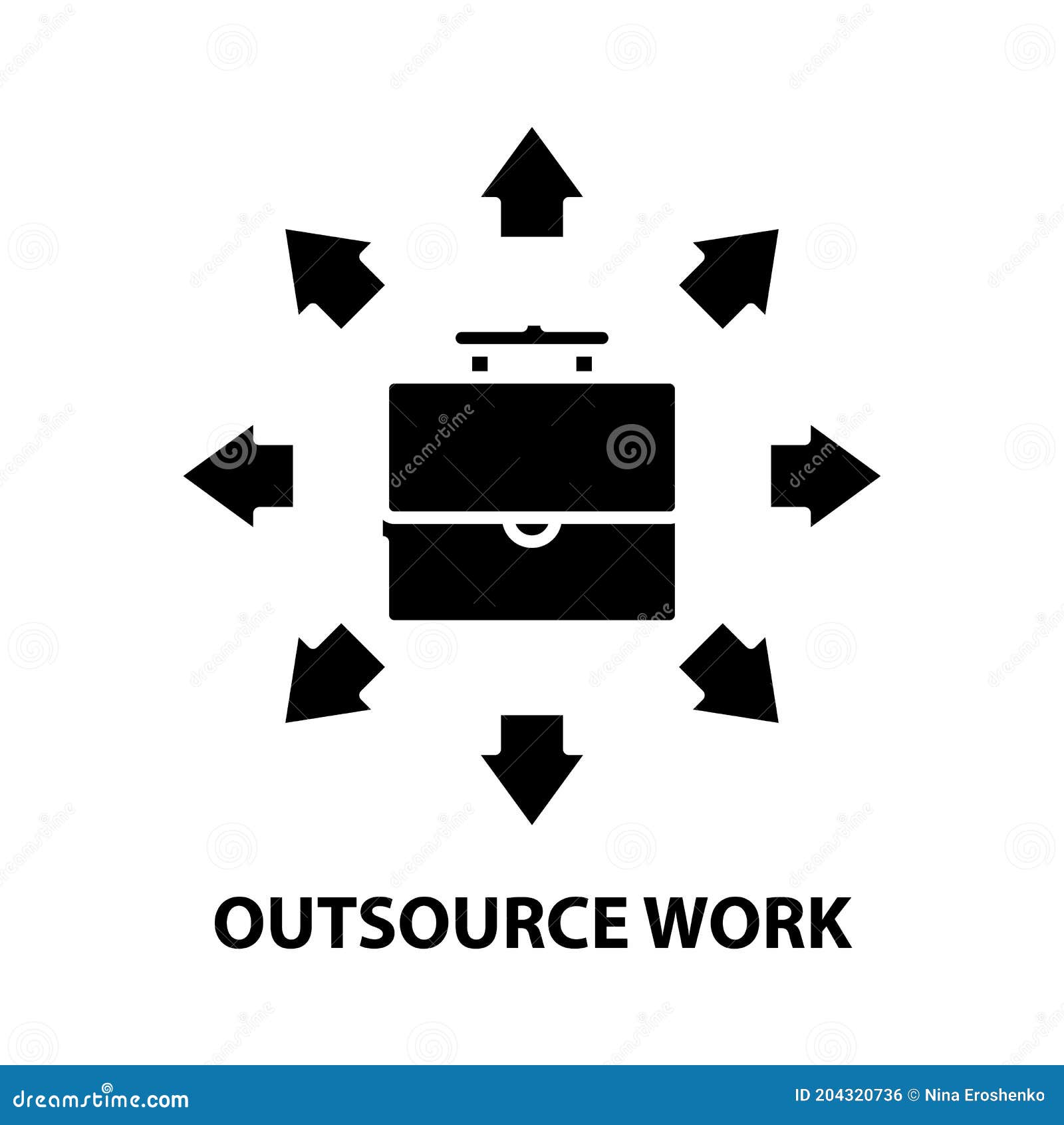 Outsource Work Icon, Black Vector Sign with Editable Strokes, Concept ... Outsource Work Icon, Black Vector Sign with Editable Strokes, Concept ...