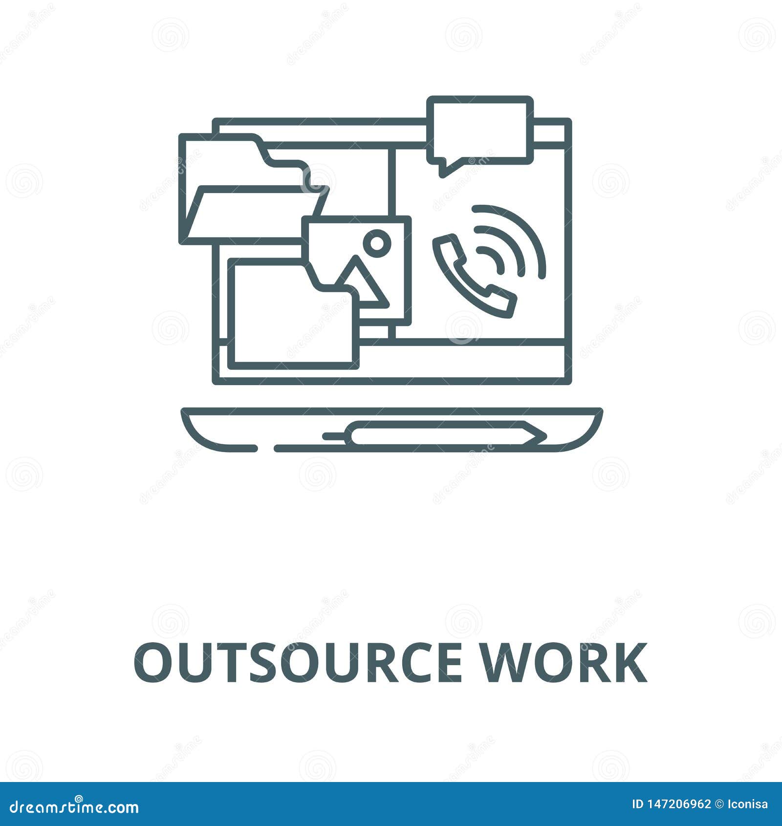 Outsource Work Vector Line Icon, Linear Concept, Outline Sign, Symbol ...
