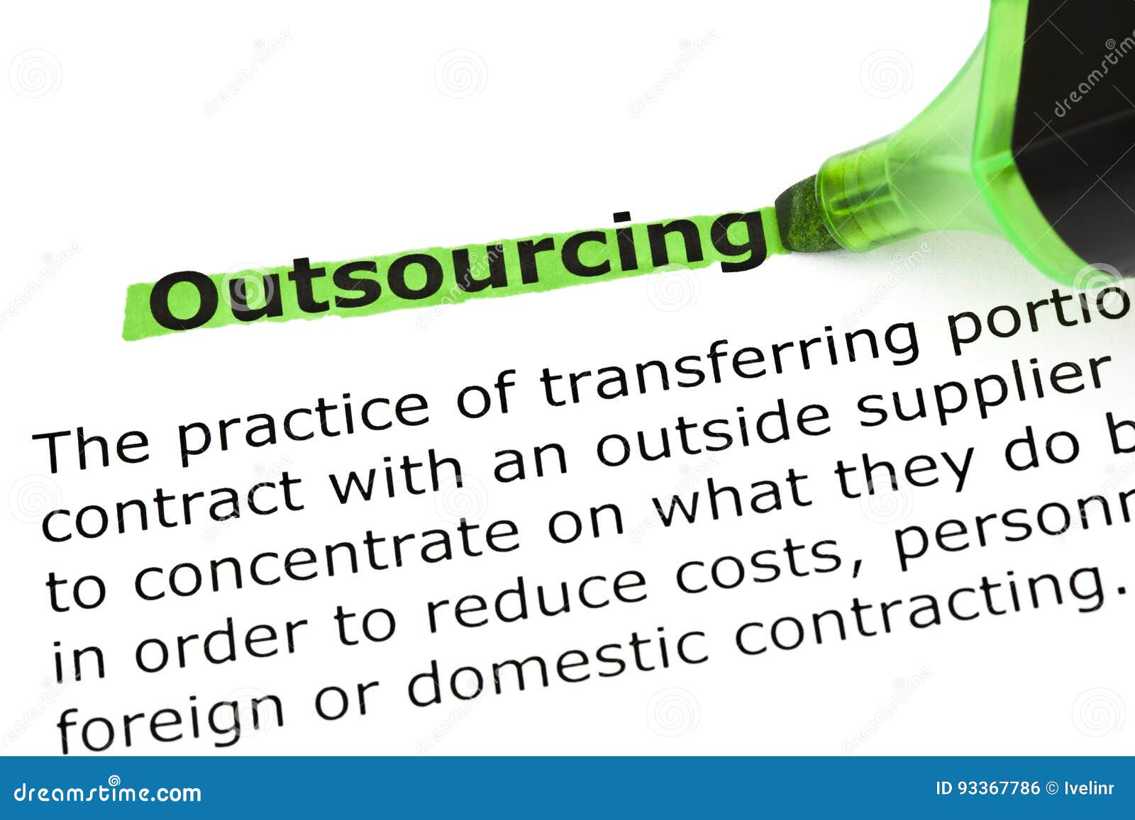 Outsourcing Definition stock photo. Image of delegate - 93367786