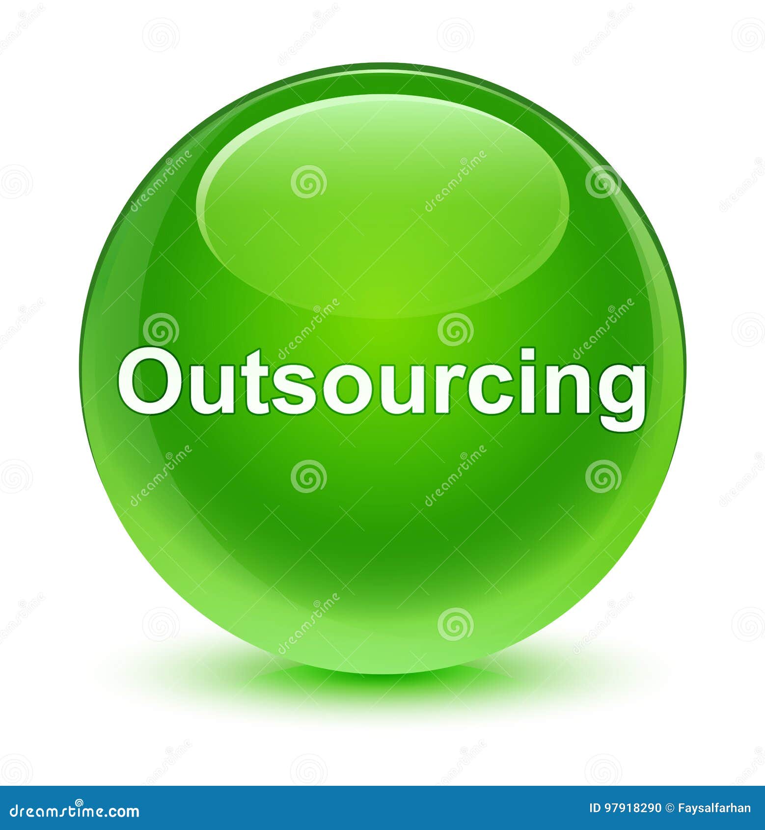 Outsourcing Glassy Green Round Button Stock Illustration - Illustration ...