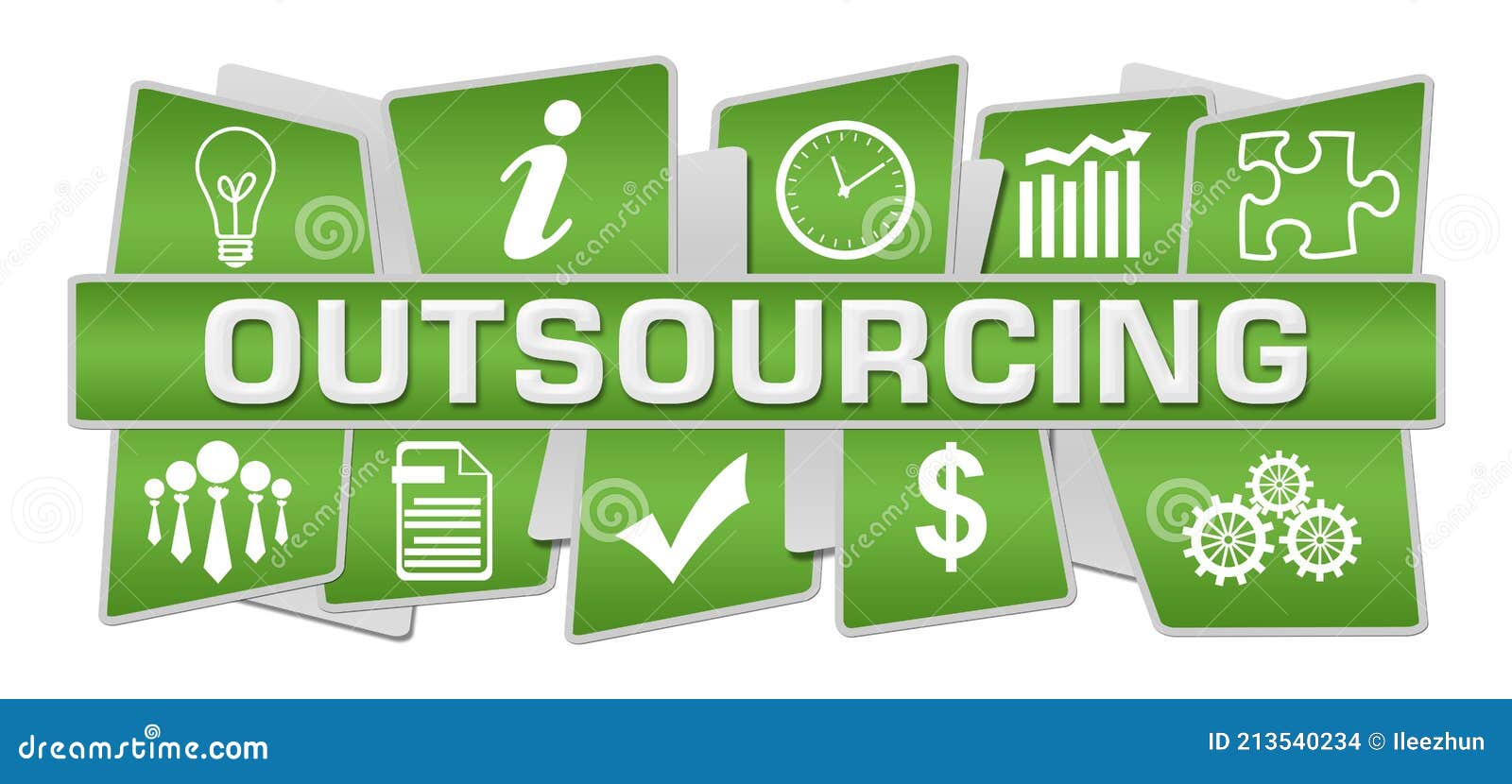 Outsourcing Green Symbols Top Bottom Stock Illustration - Illustration ...