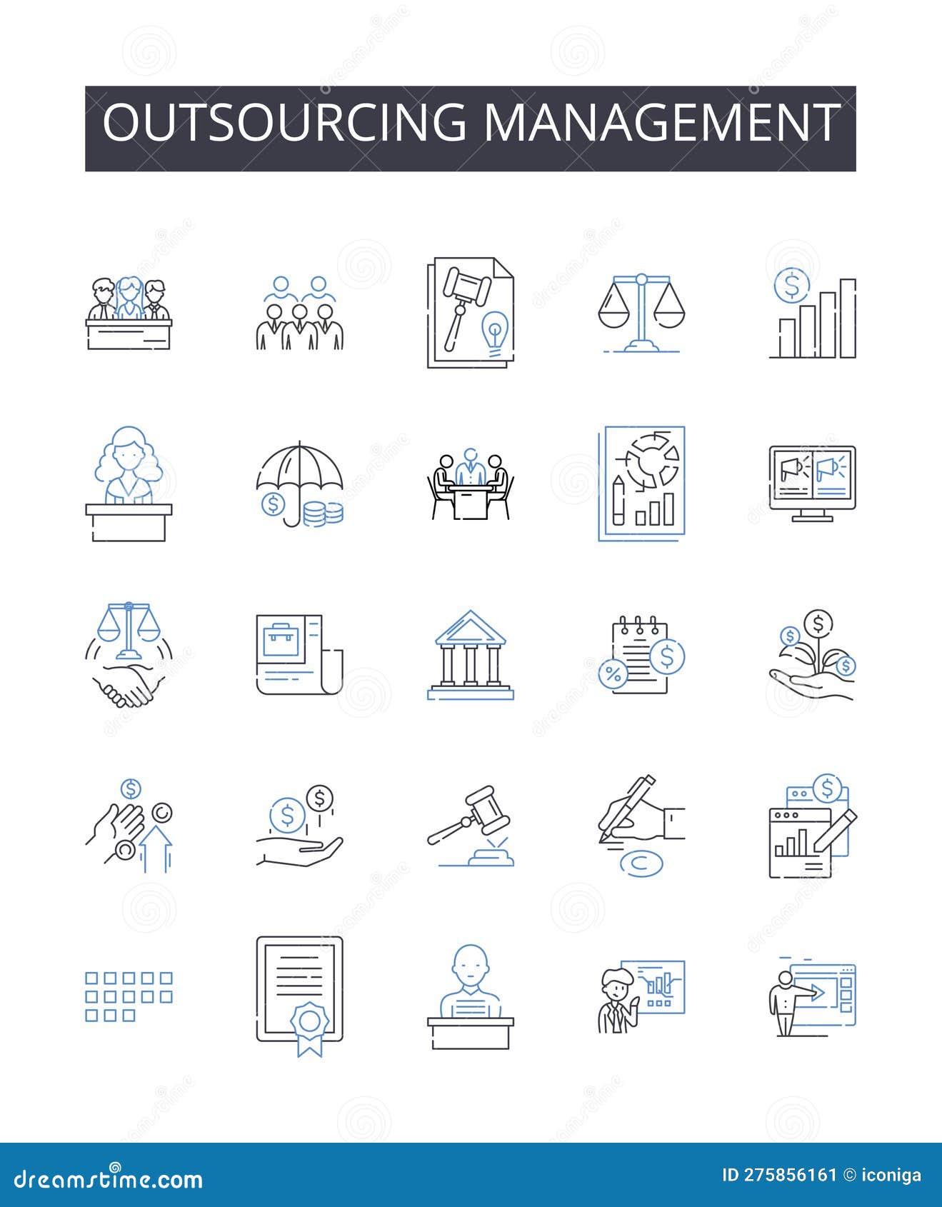 Outsourcing Management Line Icons Collection. Change Management, Risk ... Outsourcing Management Line Icons Collection. Change Management, Risk ...