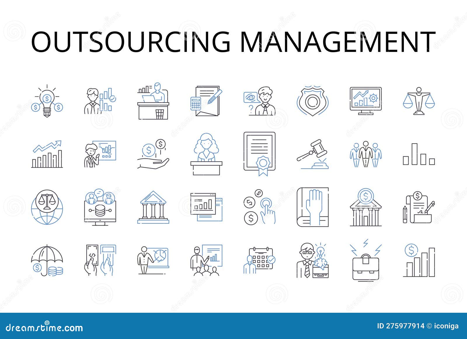 Outsourcing Management Line Icons Collection. Change Management, Risk ... Outsourcing Management Line Icons Collection. Change Management, Risk ...