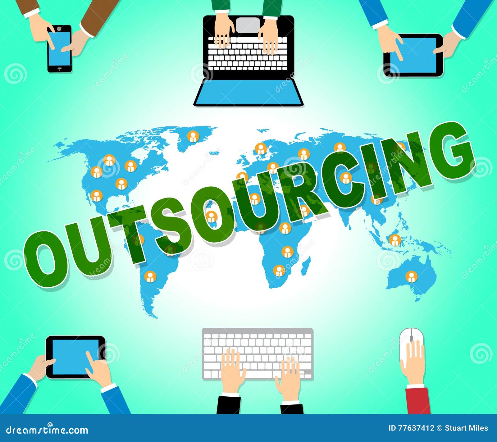 Outsourcing Online Represents Web Site and Contractor Stock ...
