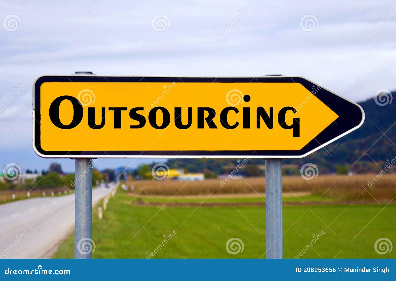 Outsourcing sign board. stock photo. Image of plant - 208953656