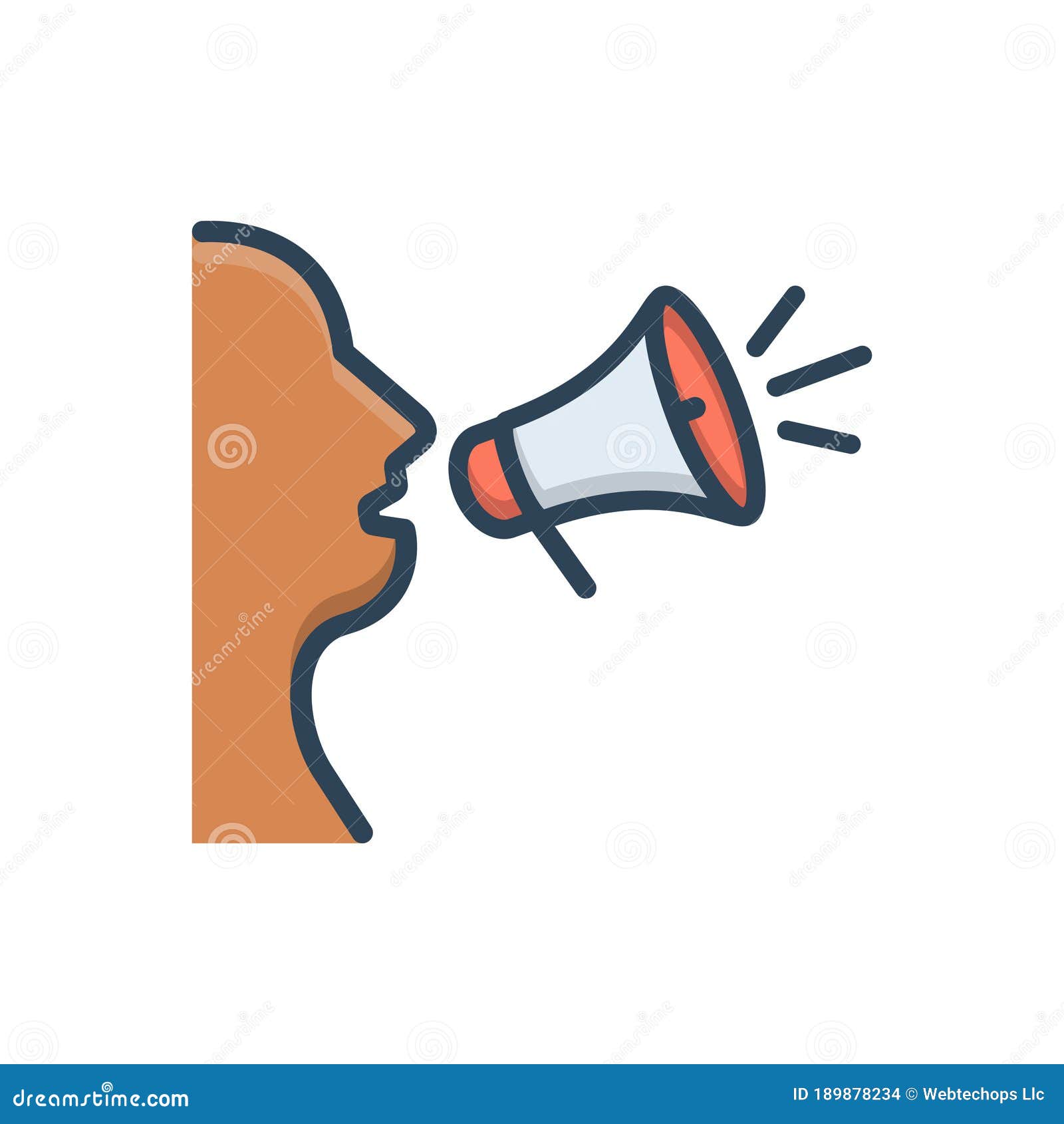 Color Illustration Icon for Outspoken, Opinion and Vociferous Stock ...