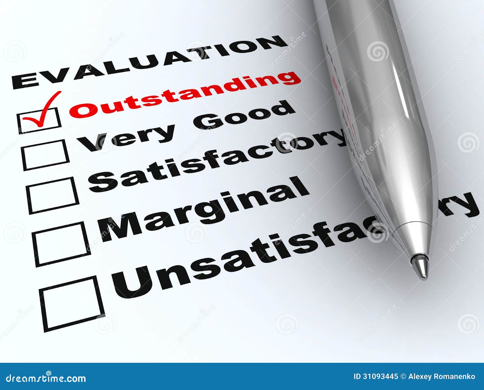 Outstanding evaluation stock image. Image of grading - 31093445