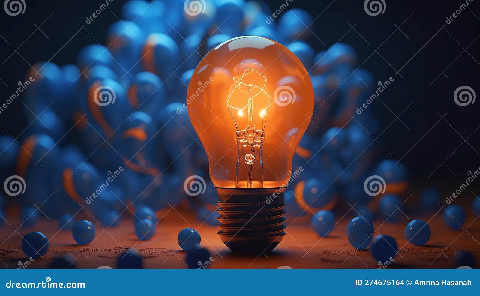 Outstanding Orange Light Bulb Color in Middle Surrounded by Blue Light ...