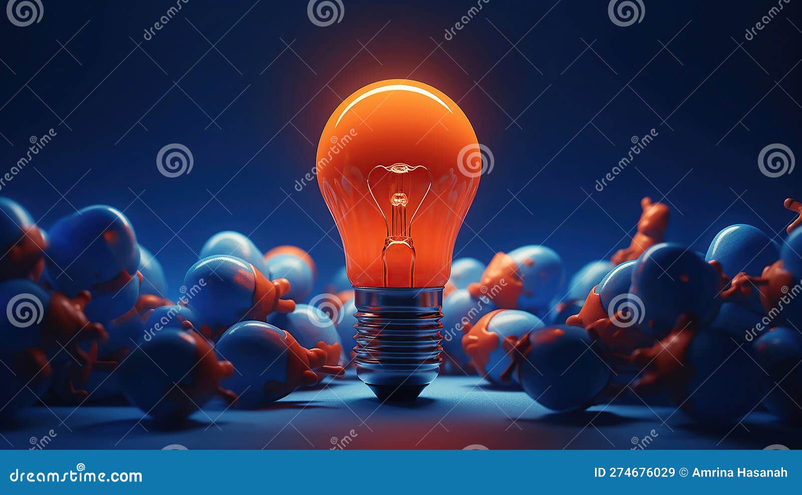 Outstanding Orange Light Bulb Color in Middle Surrounded by Blue Light ...