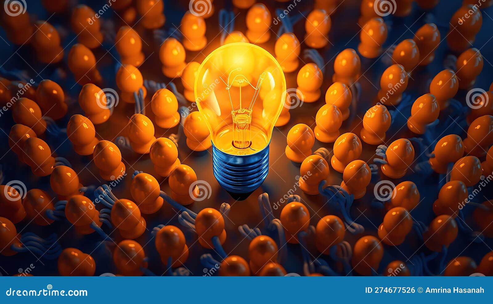 Outstanding Orange Light Bulb Color in Middle Surrounded by Blue Light ...
