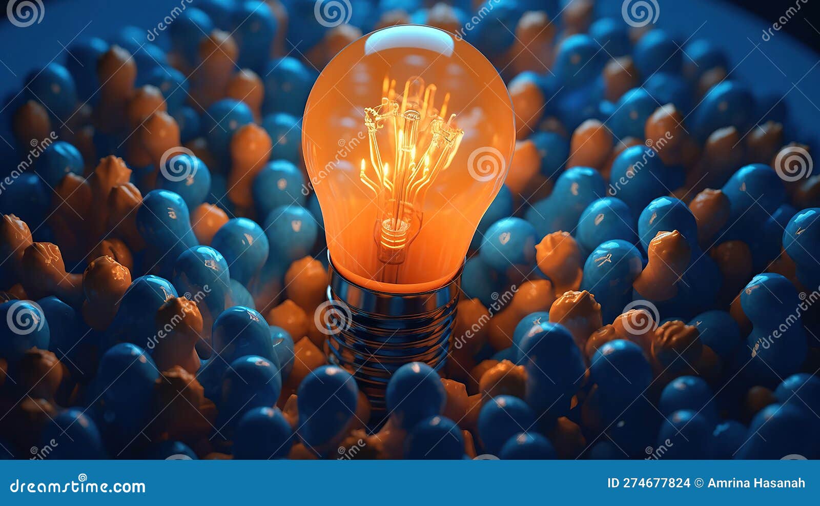 Outstanding Orange Light Bulb Color in Middle Surrounded by Blue Light ...