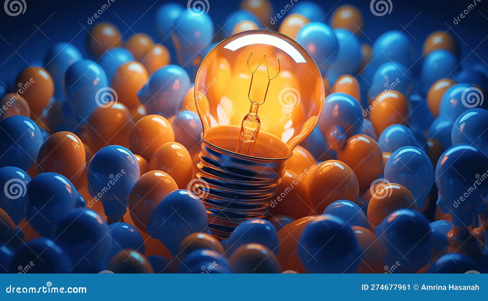 Outstanding Orange Light Bulb Color in Middle Surrounded by Blue Light ...
