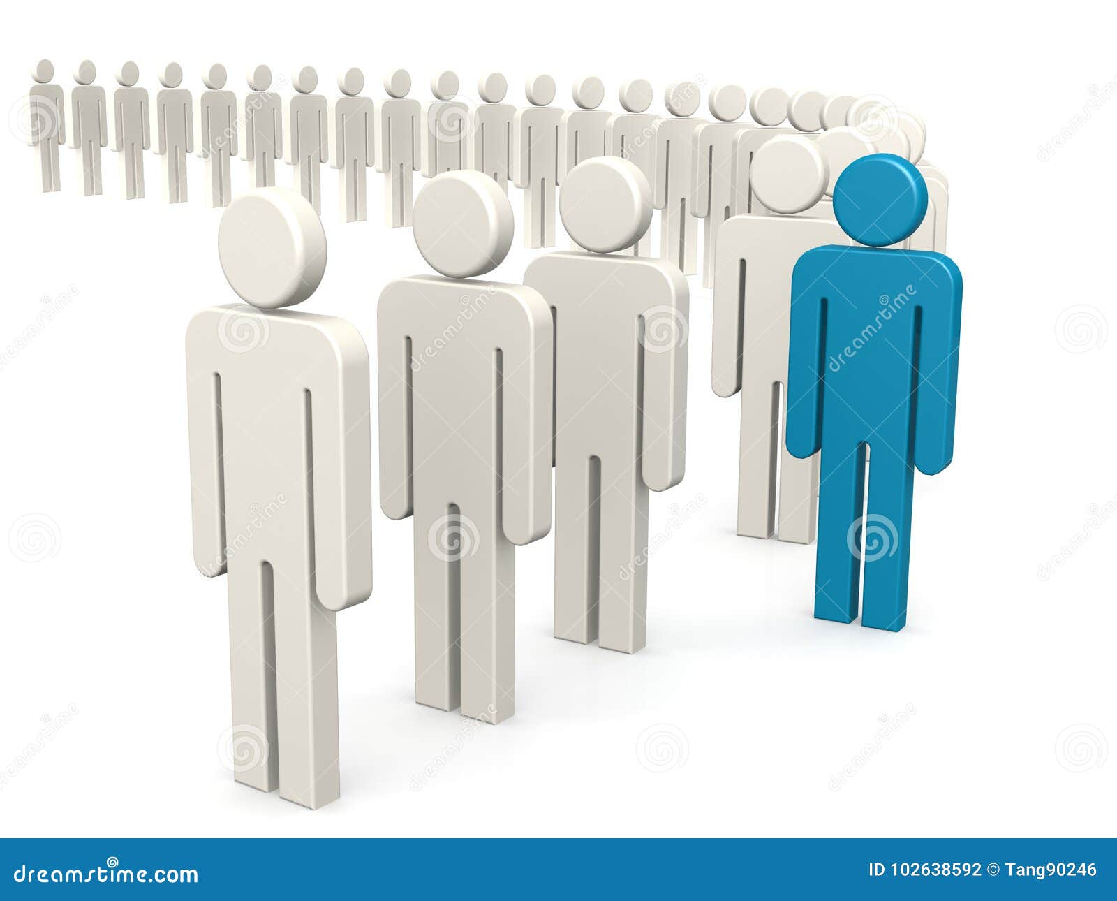 Outstanding Person in Blue from Queue Stock Illustration - Illustration ...