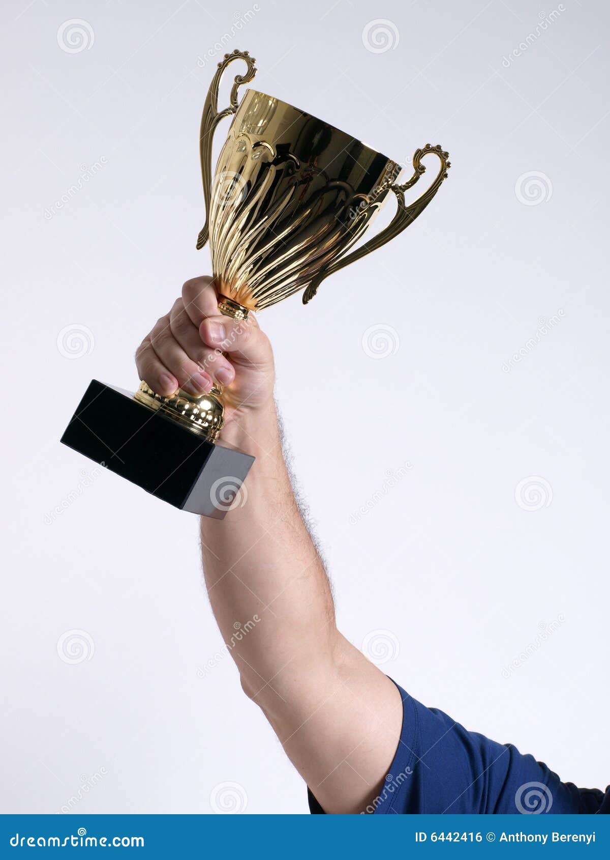 Outstretched Arm with Angled Trophy Stock Photo - Image of champ ...