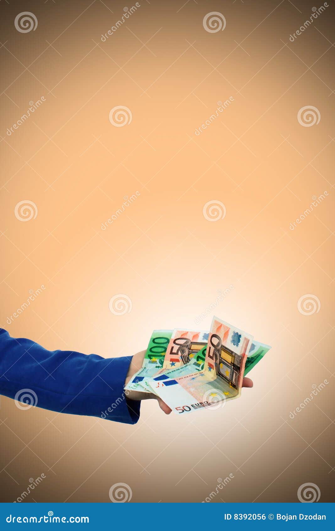 Outstretched Arm Holding Money Stock Photo - Image of extended, bills ...