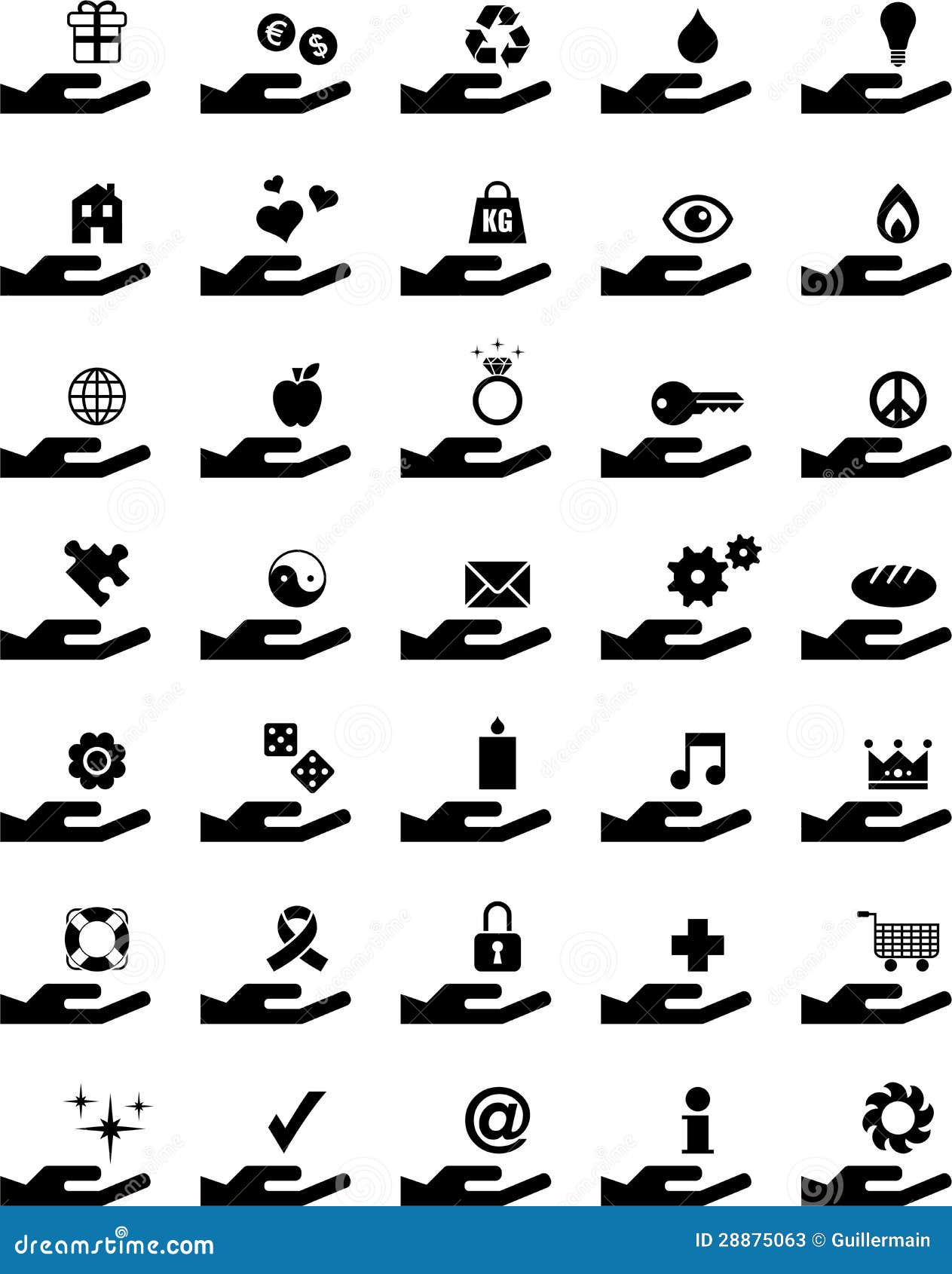 Outstretched Hand with an Icon Above. Stock Vector - Illustration of ...