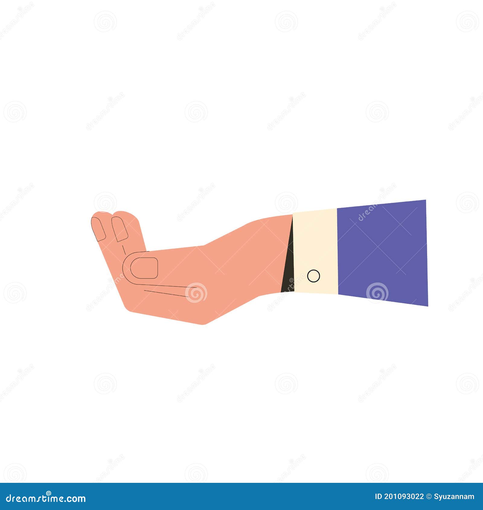 Outstretched Hand. Open Empty Palm Isolated on White Background. Vector ...