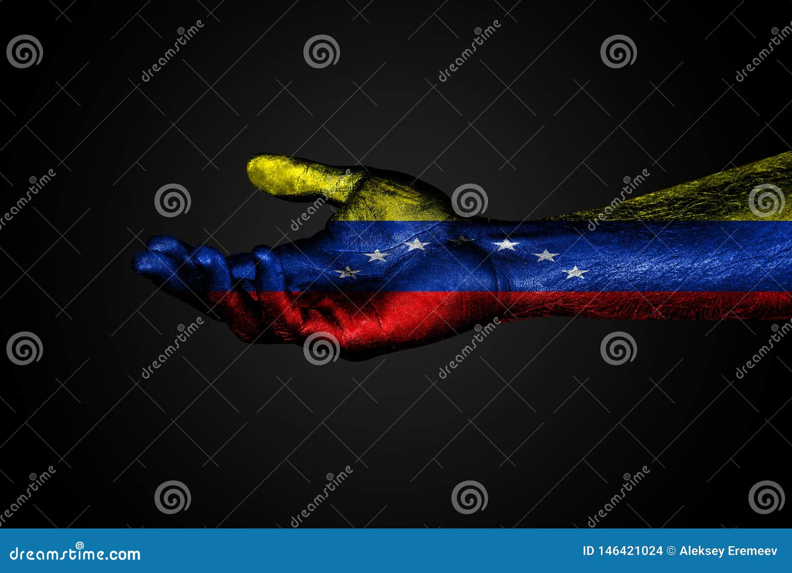 An Outstretched Hand with a Painted Flag of Venezuela, a Help Sign or a ...