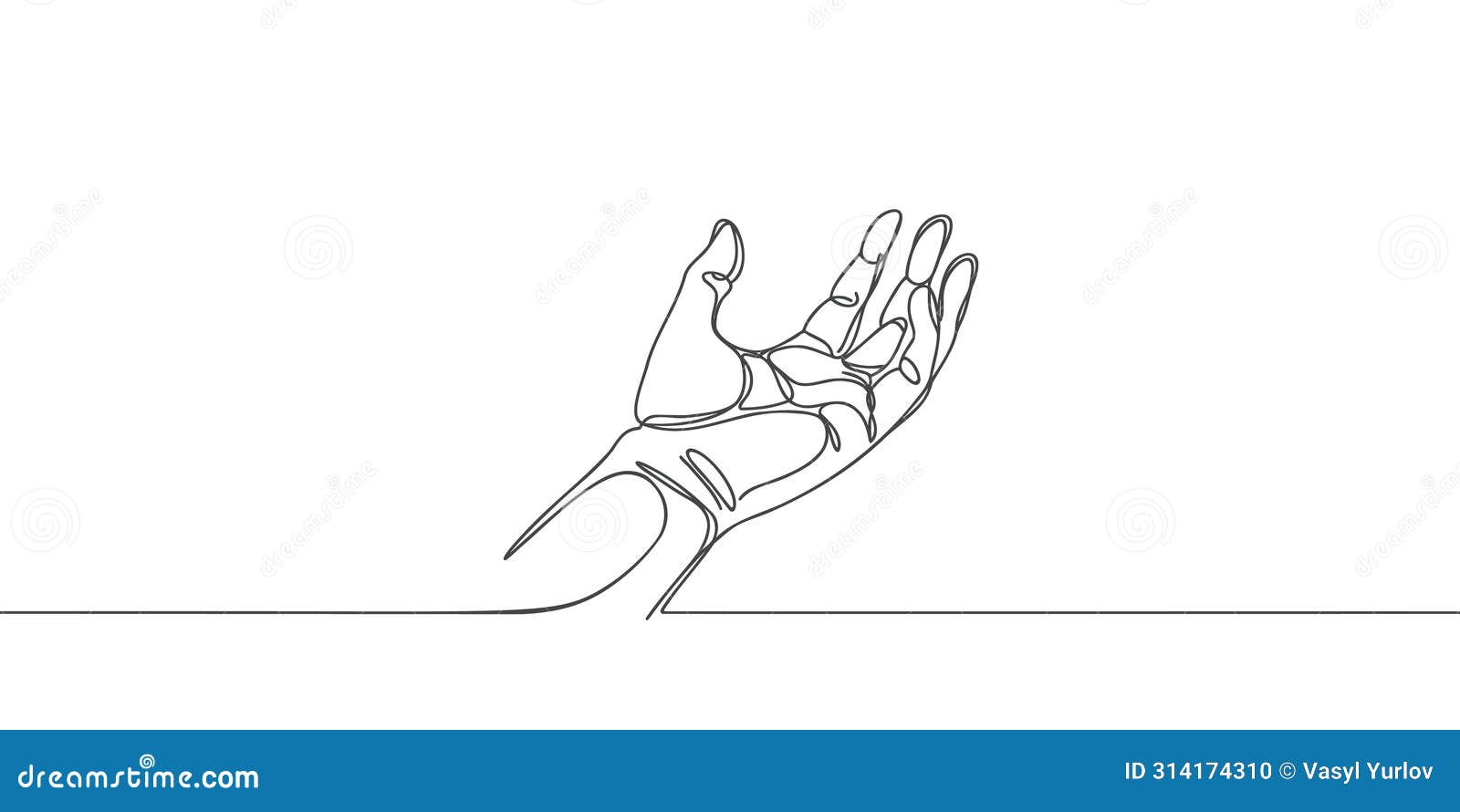Outstretched Hand or Palm. One Line Drawing Vector Illustration Stock ...