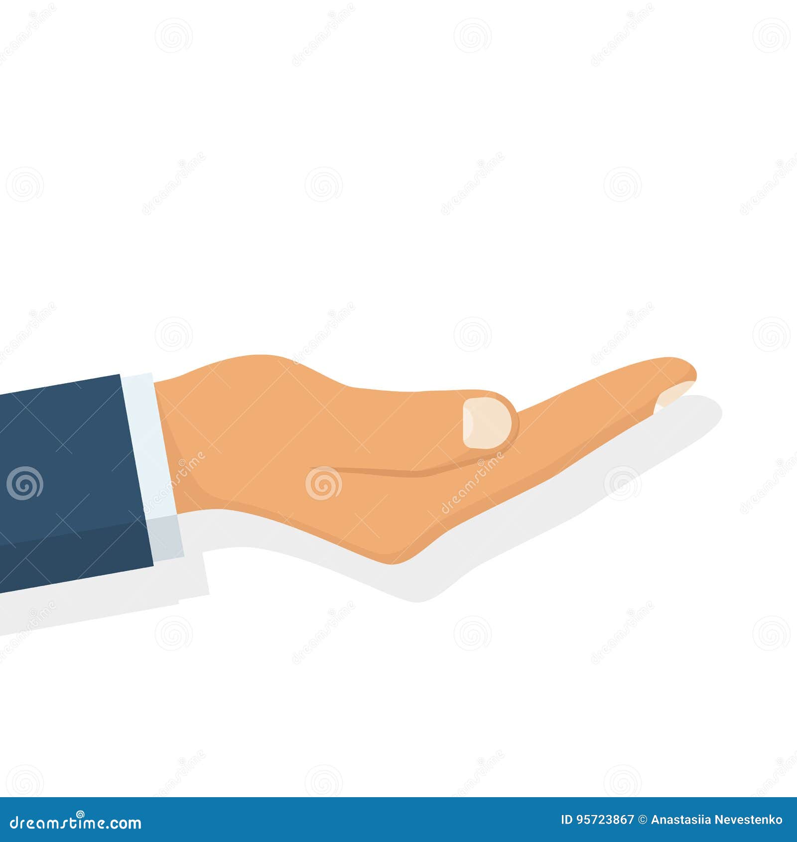 Outstretched Hand Vector Illustration Flat Design Isolated On White ...