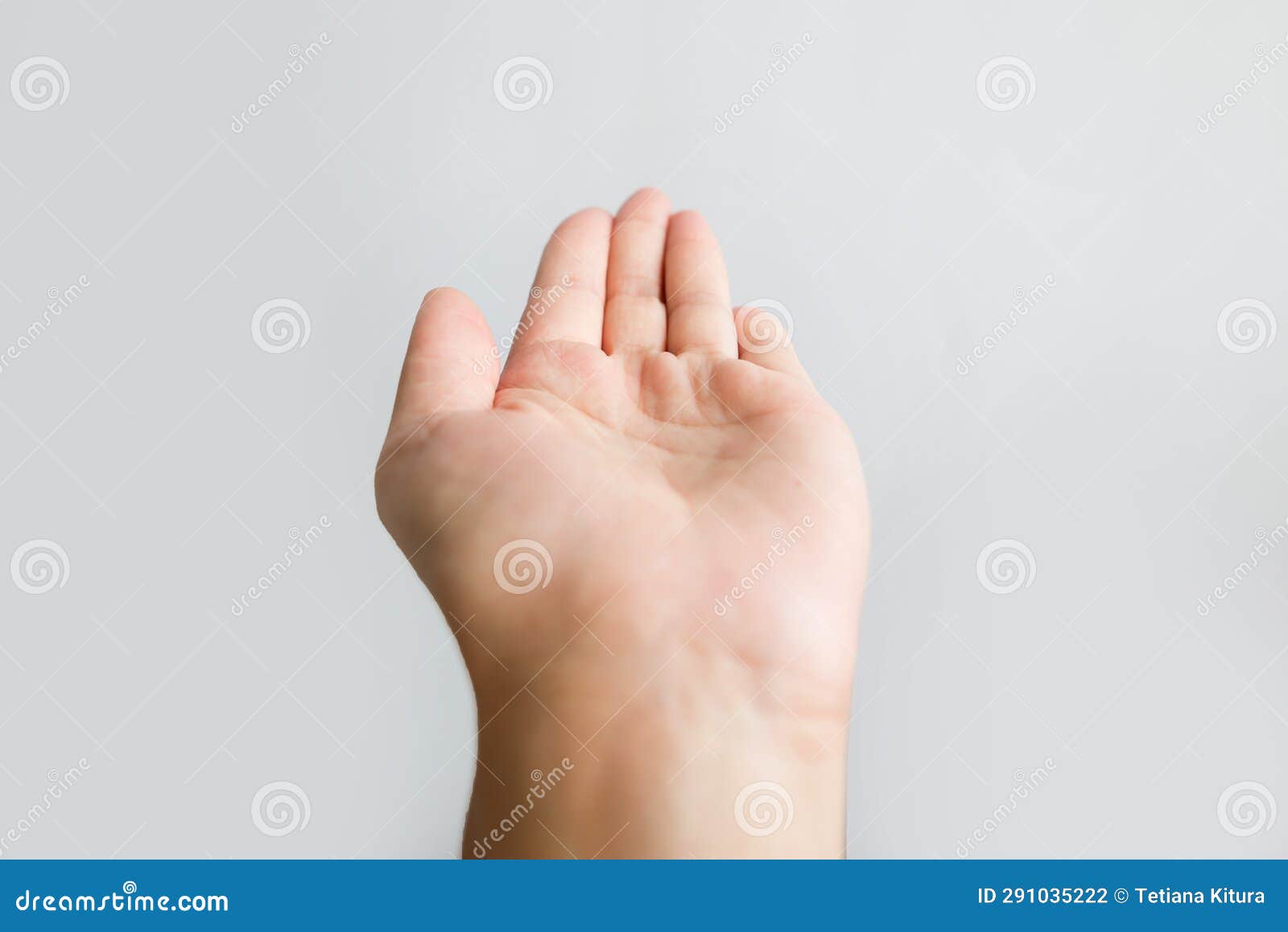 Outstretched palm on white stock photo. Image of female - 291035222