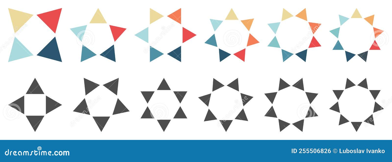 Outward Pointing Triangles Forming Circle, Version with Four To Nine ...