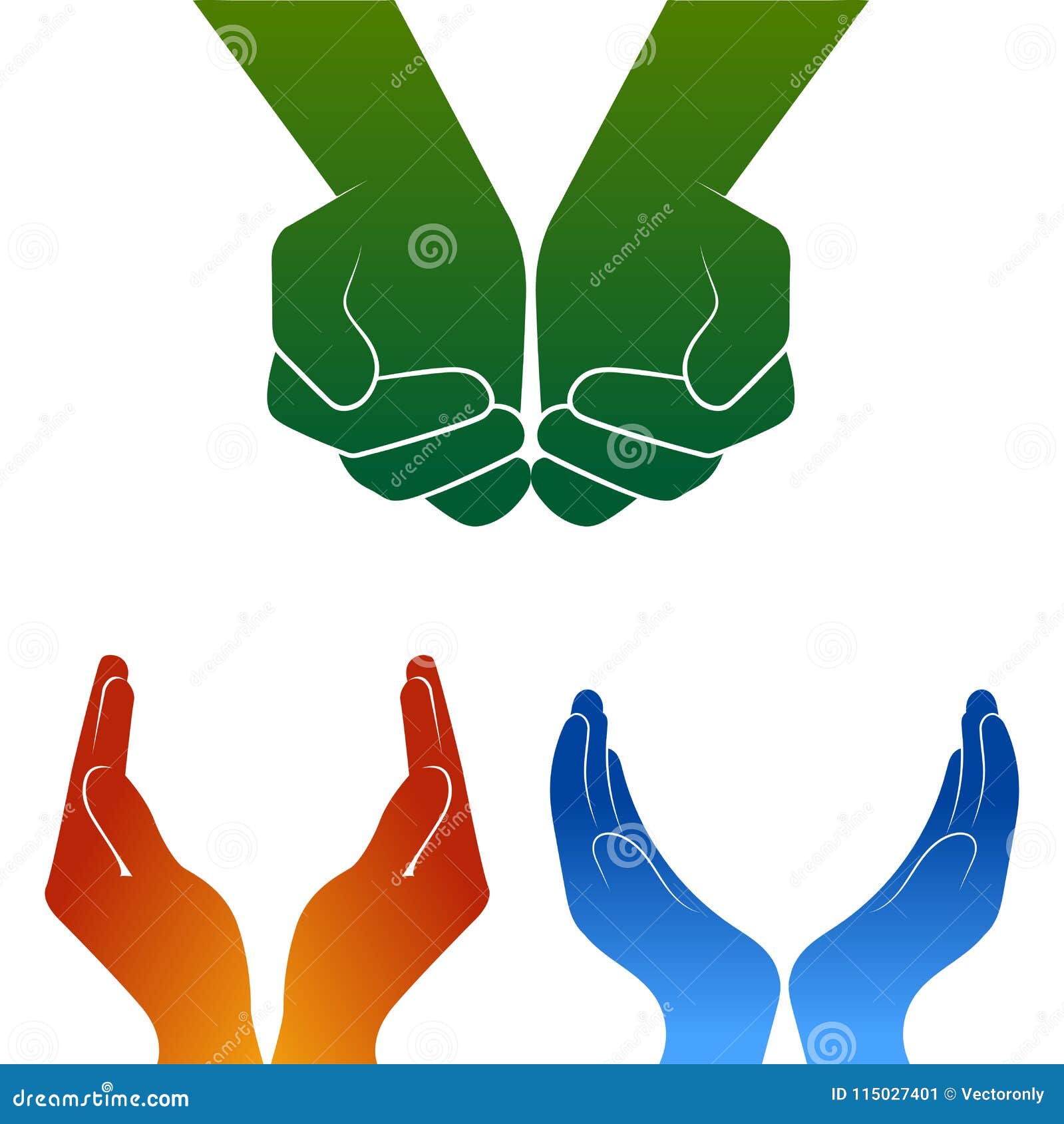 Ouvrez Le Logo De Silhouette De Mains Sur Le Blanc Illustration de ...