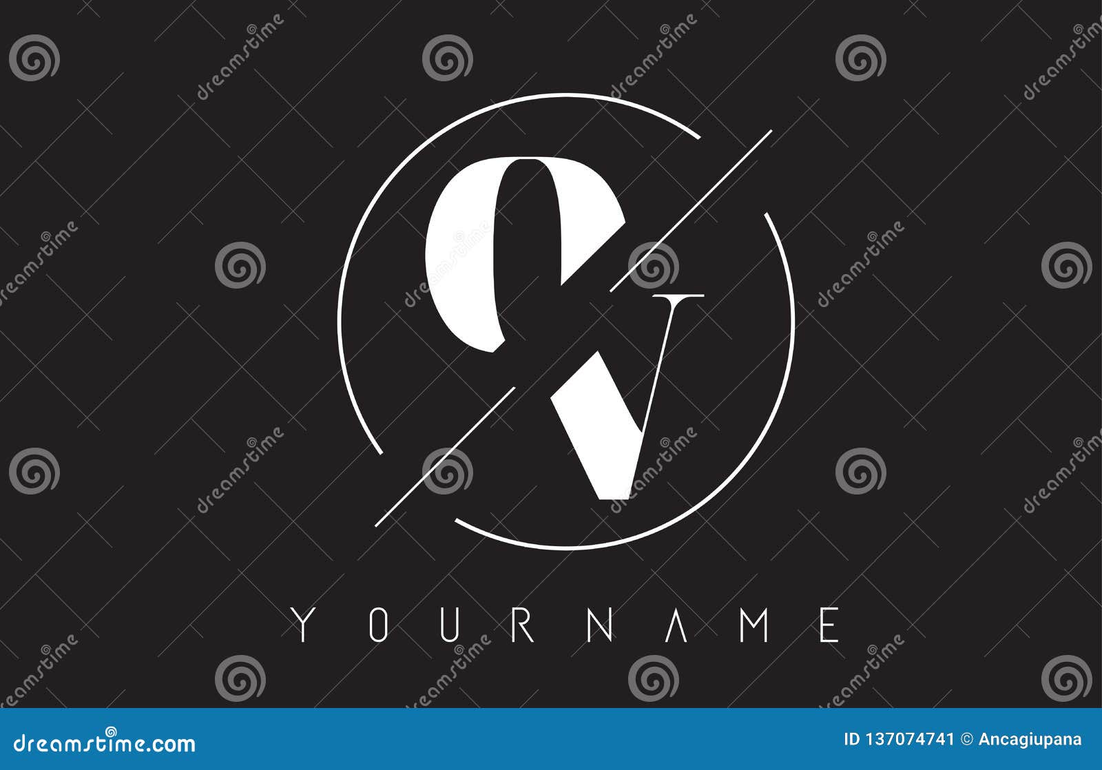 OV Letter Logo with Cutted and Intersected Design Stock Vector ...