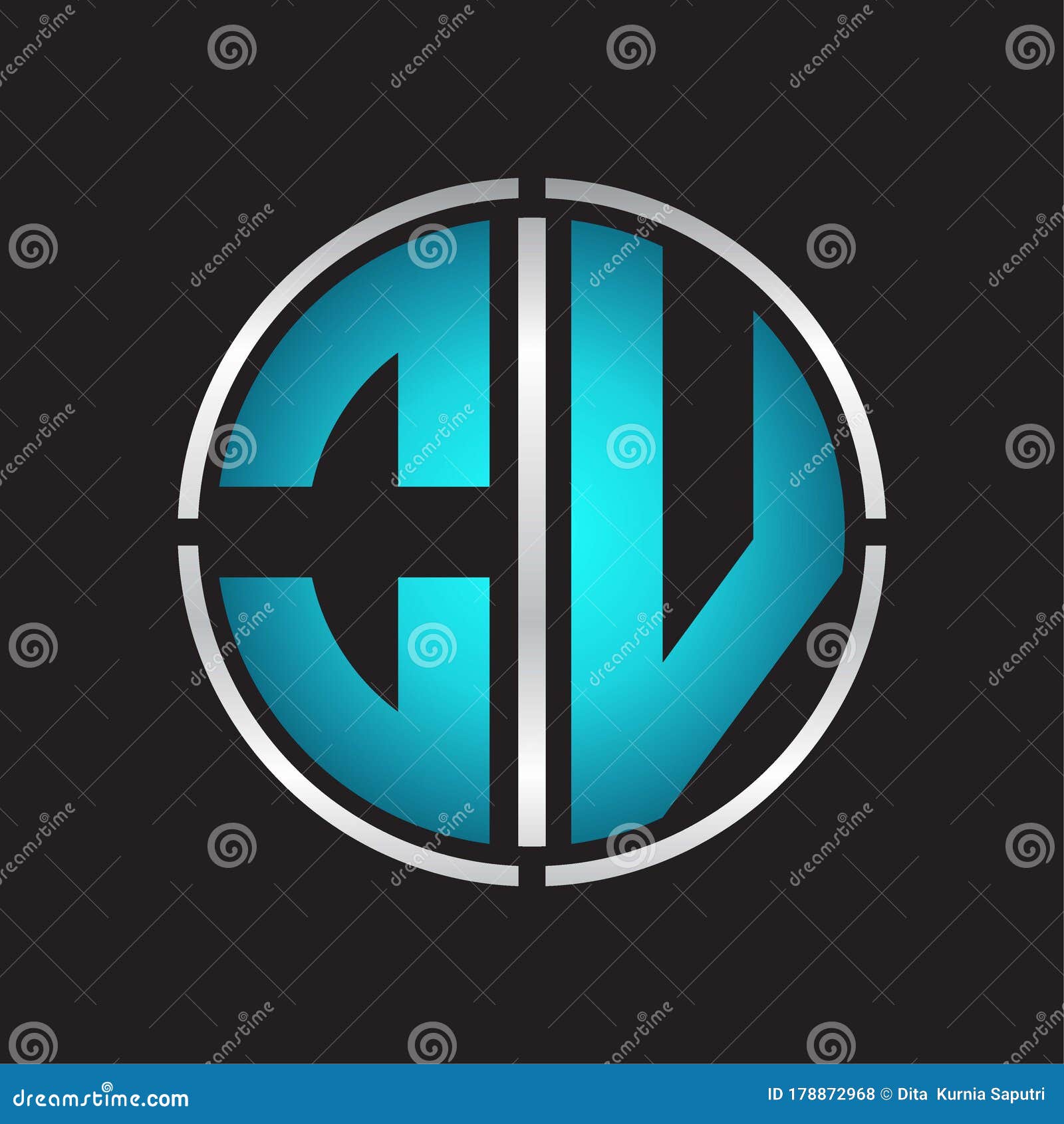 OV Logo Initial with Circle Line Cut Design Template on Blue Colors ...