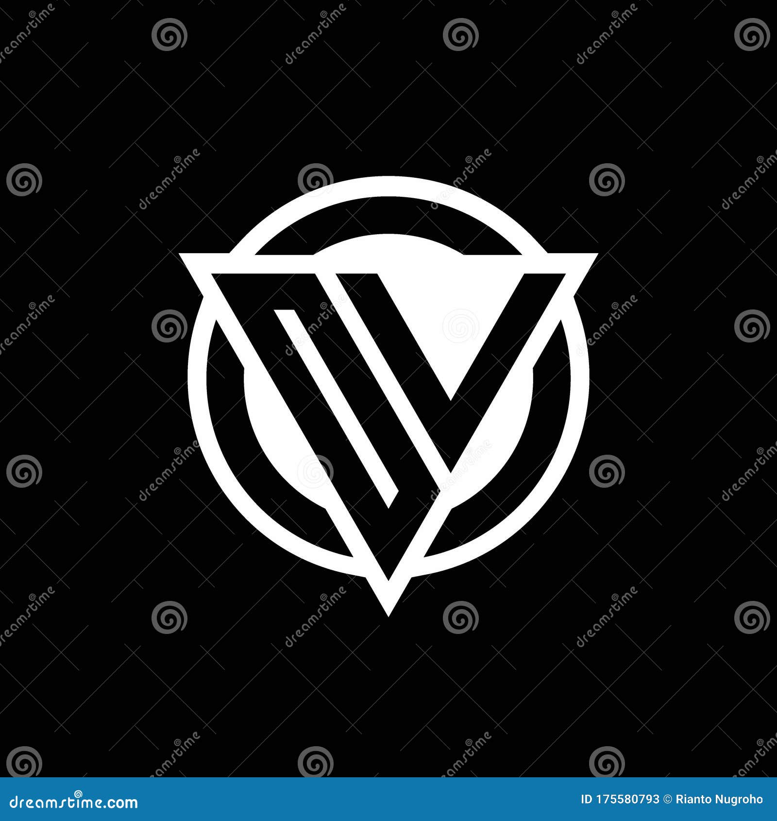 OV Logo with Negative Space Triangle Shape and Circle Rounded Stock ...