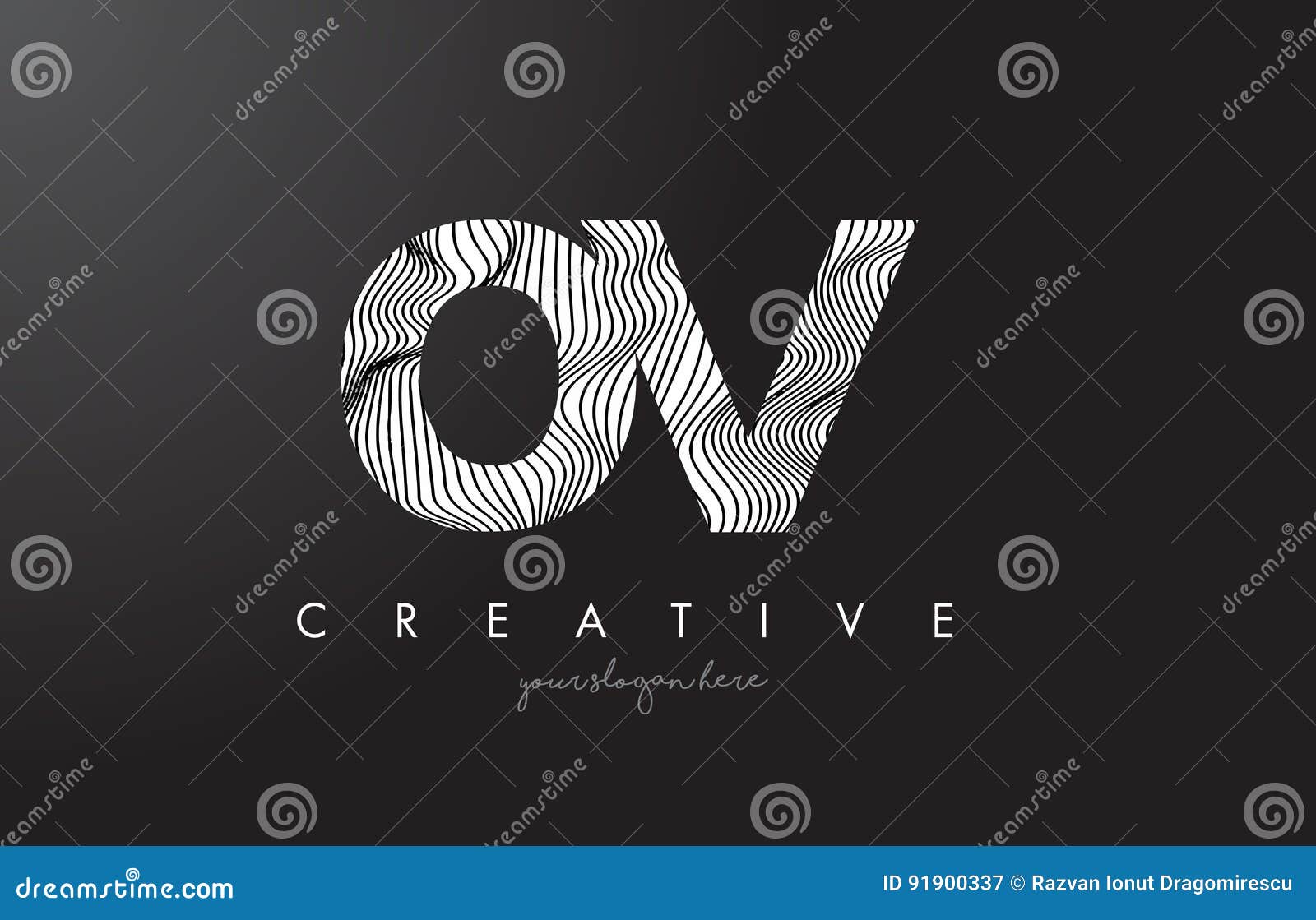 OV O V Letter Logo with Zebra Lines Texture Design Vector. Stock Vector ...