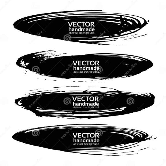 Oval Abstract Backgrounds Painted by Brush Vector Objects on a White ...