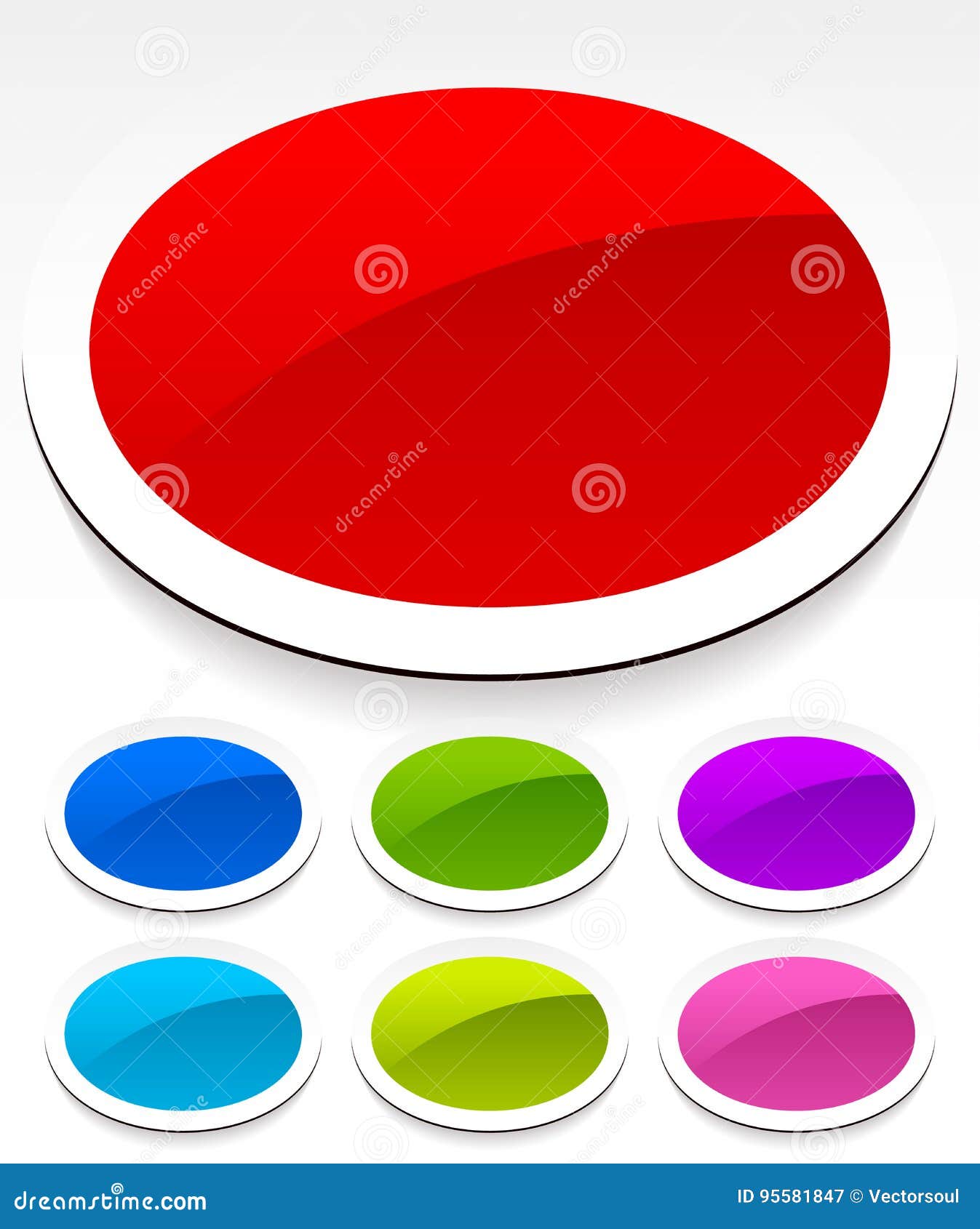 Oval Badge / Button Background in 7 Bright, Glossy Color. Blank Stock ...