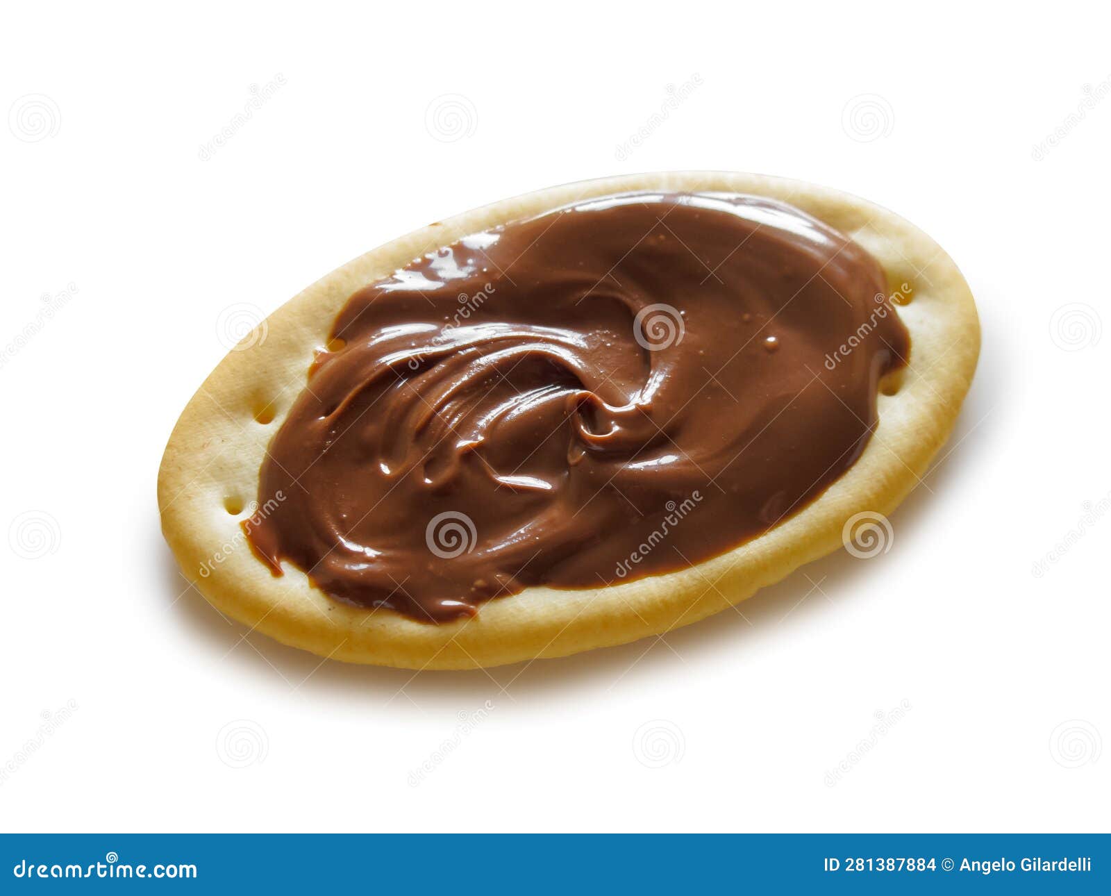 Oval Biscuits of Bread, with Spreadable Chocolate Cream, Isolated Stock ...